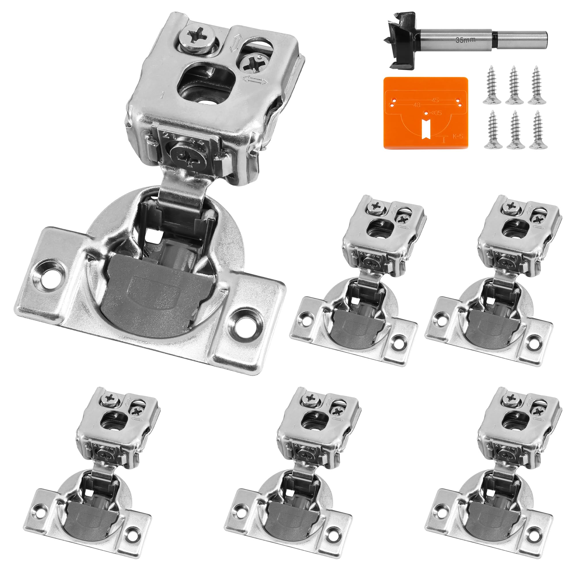 Snapklik.com : 1 Inch Overlay Soft Close Cabinet Hinges, 10 Pack Slow ...