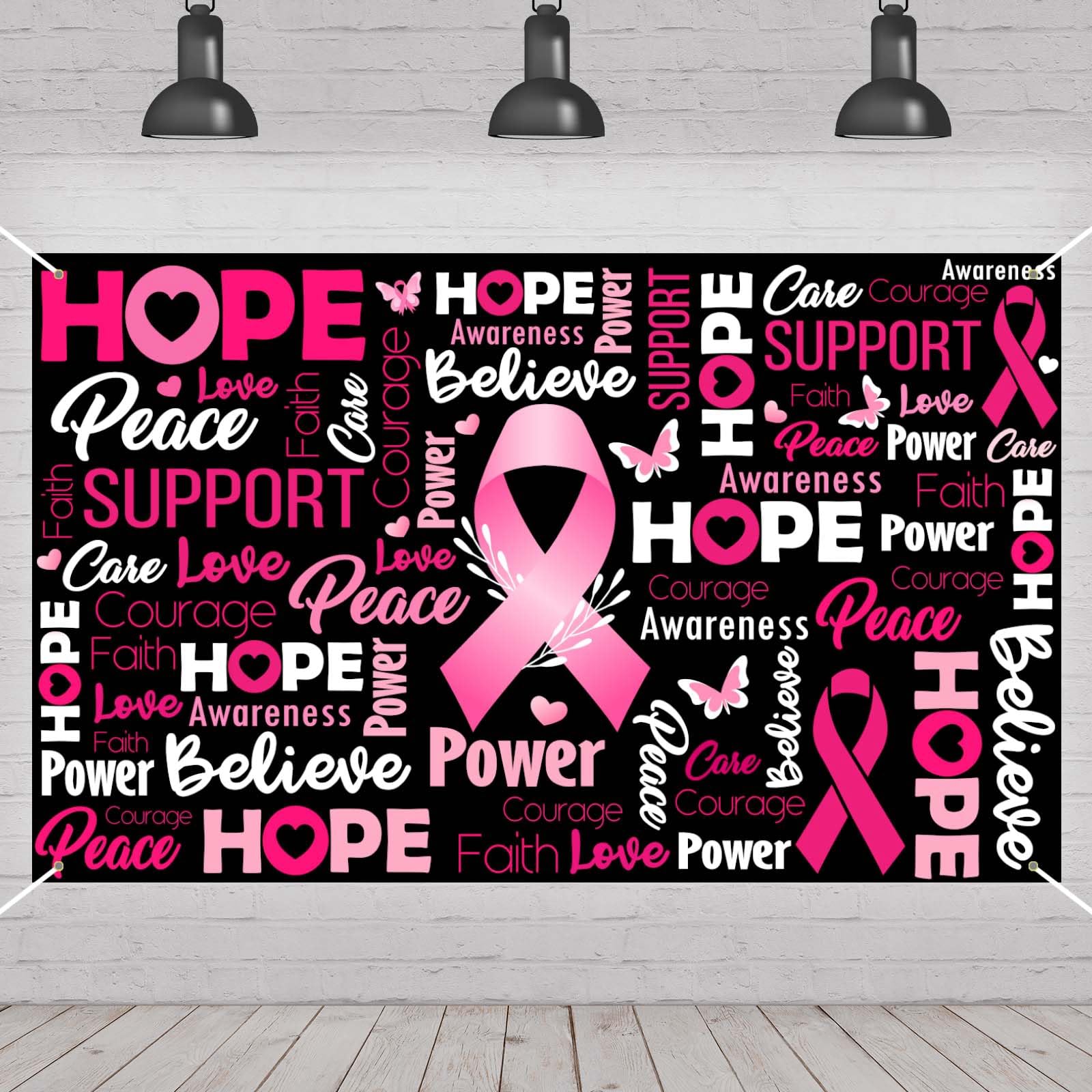 Amazon.com : Breast Cancer Awareness Backdrop Banner Breast Cancer Pink ...
