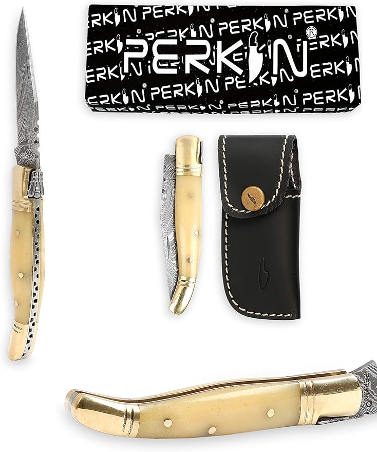 Perkin Damascus Folding knife, Unlocking Blade : Amazon.co.uk: Home ...