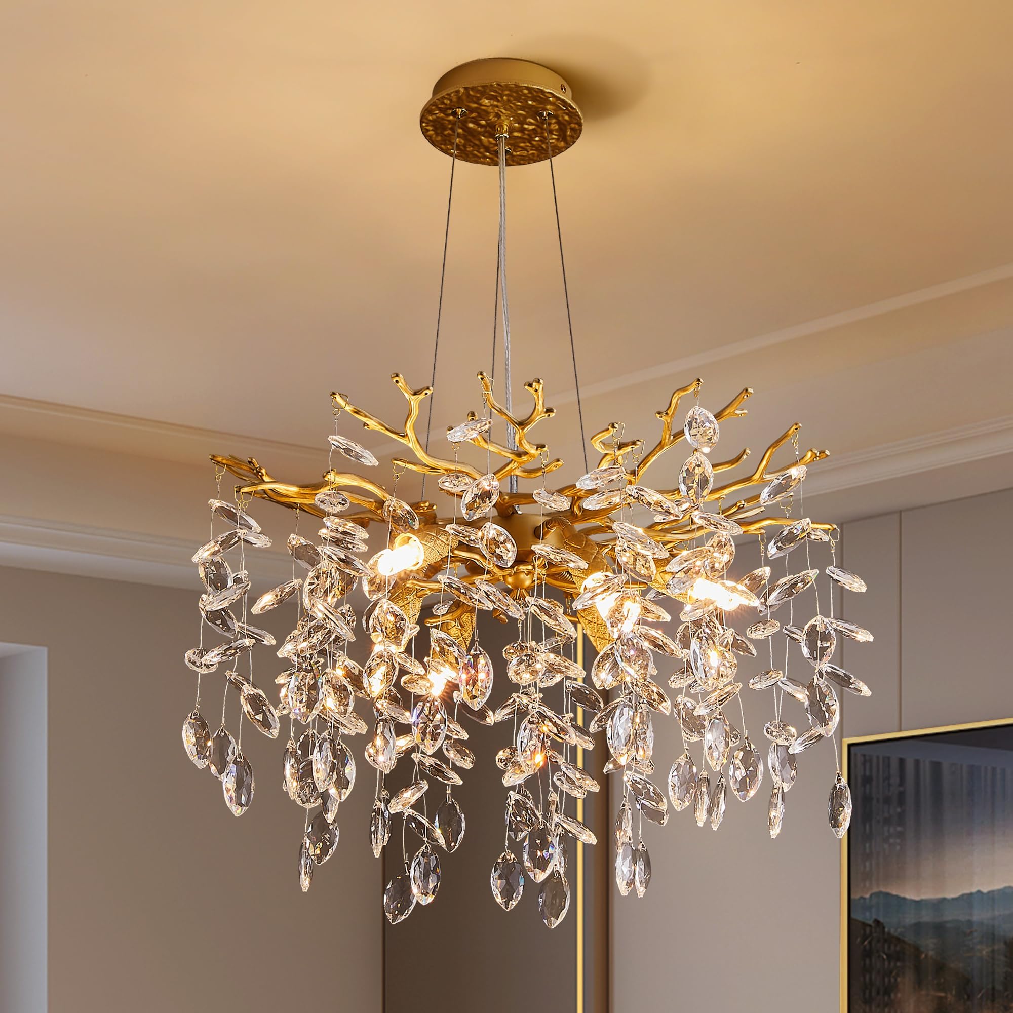 Amazon.com: Modern Tree Branch Crystal Chandelier Luxury Gold Crystal ...