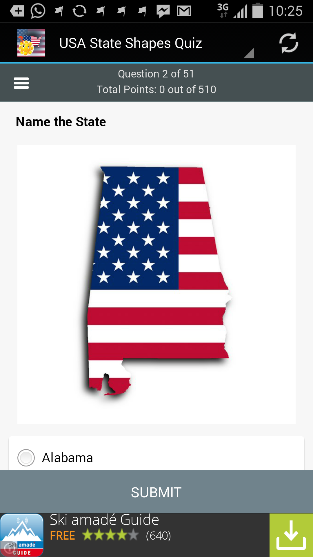 Aplicación USA States Shape Quiz en Amazon Appstore