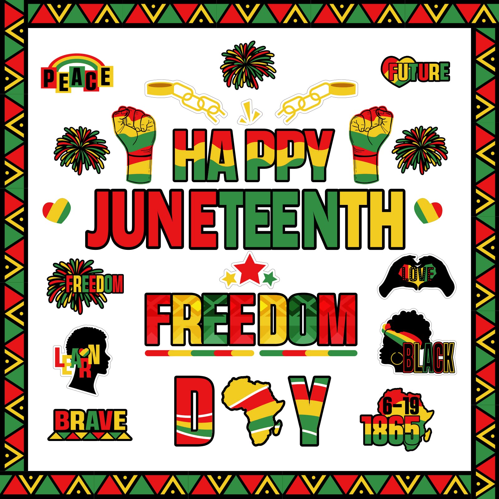 Snapklik.com : Happy Juneteenth Freedom Day Cutouts For Classroom ...