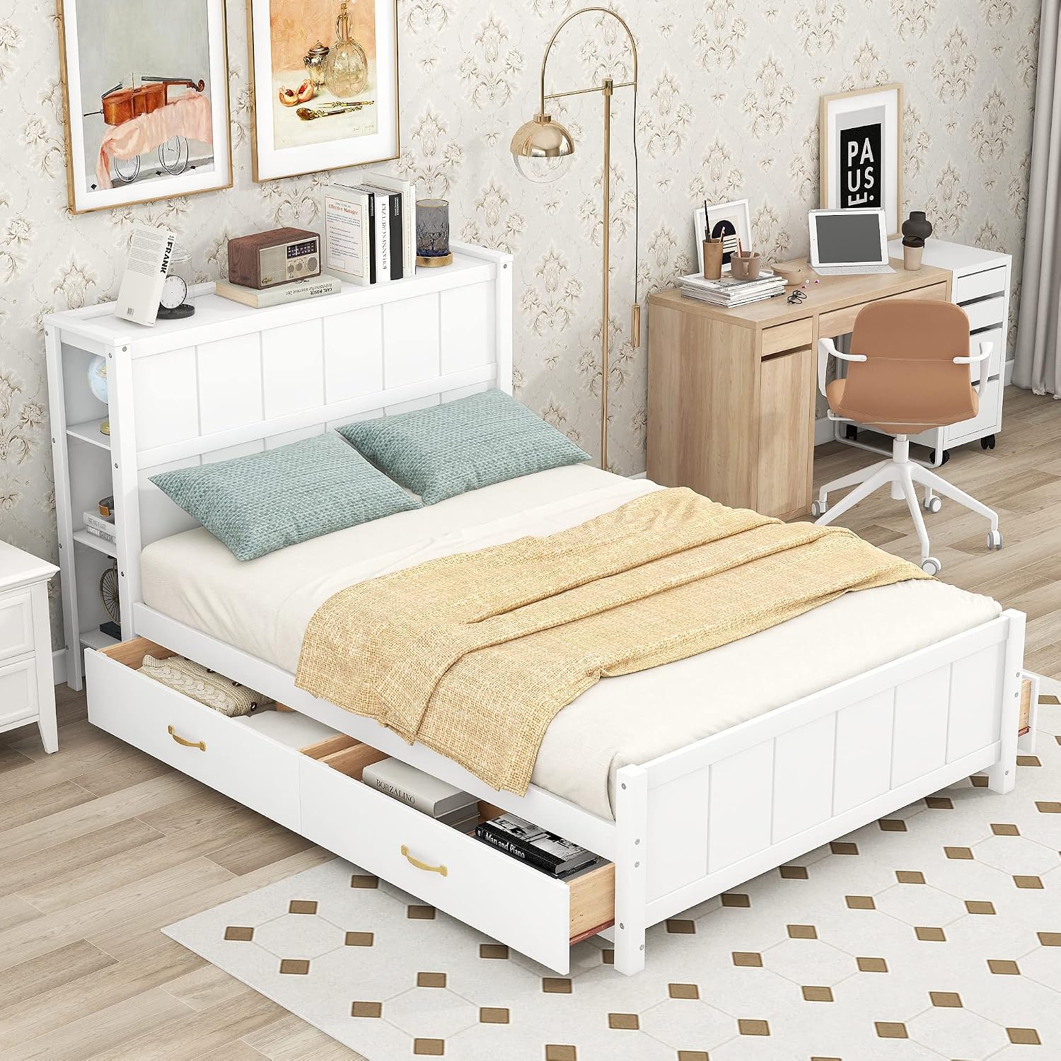 Amazon.com: Harper & Bright Designs Full Size Platform Bed with ...