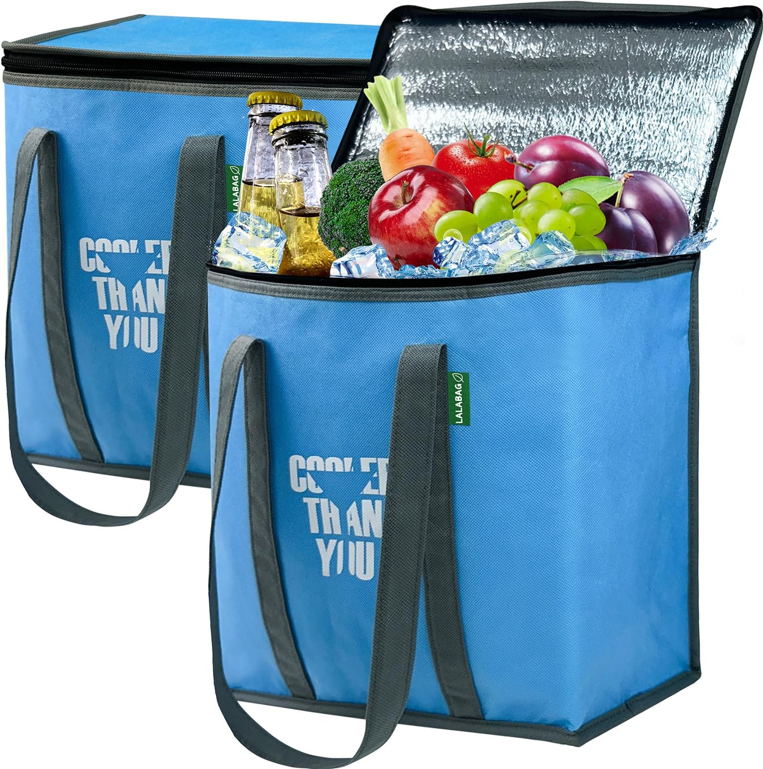 Amazon.com: LALABAG Large Insulated Grocery Bag for Hot & Cold Food ...