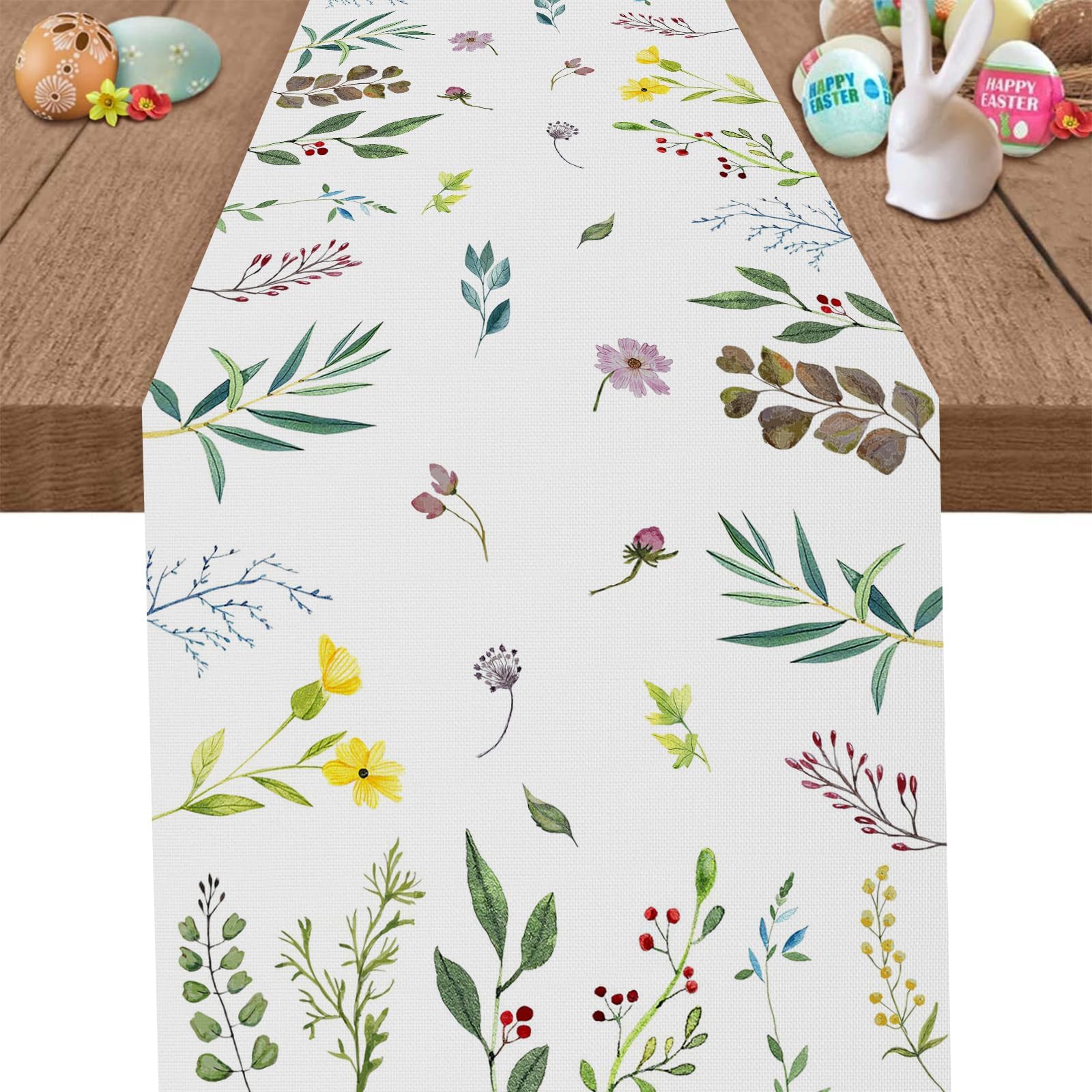 Amazon.com: Linen Spring Flower Table Runner Farmhouse Sunshine 72 ...
