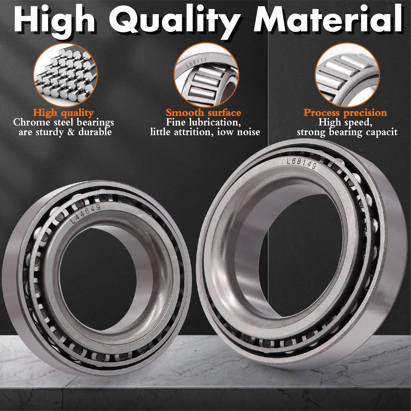 Trailer Hub 2Sets L68149 L44649 Trailer Axle Hub Bearings Kit With ...