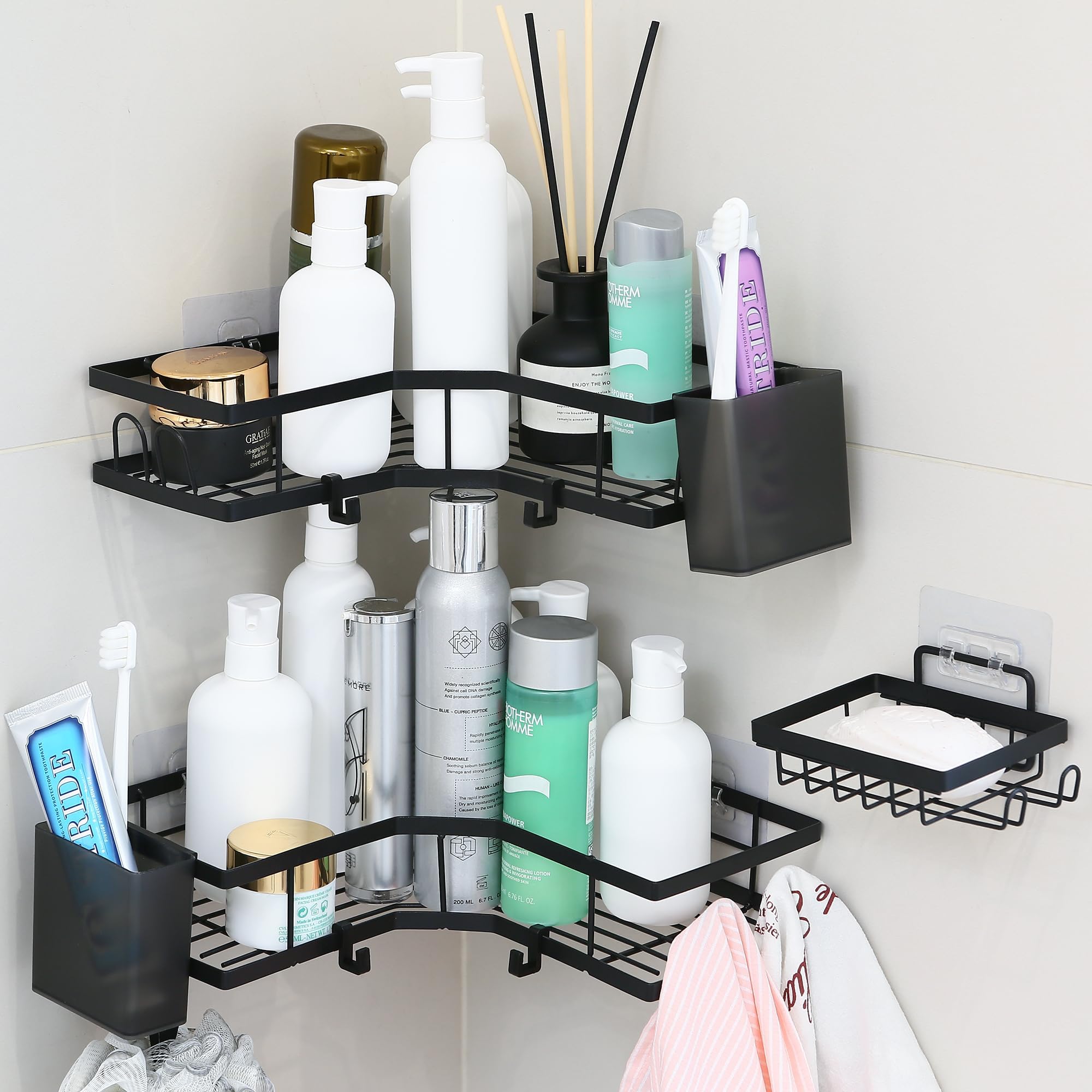 Amazon.com: Sea Team Adhesive Corner Shower Caddy with Soap Holder and ...