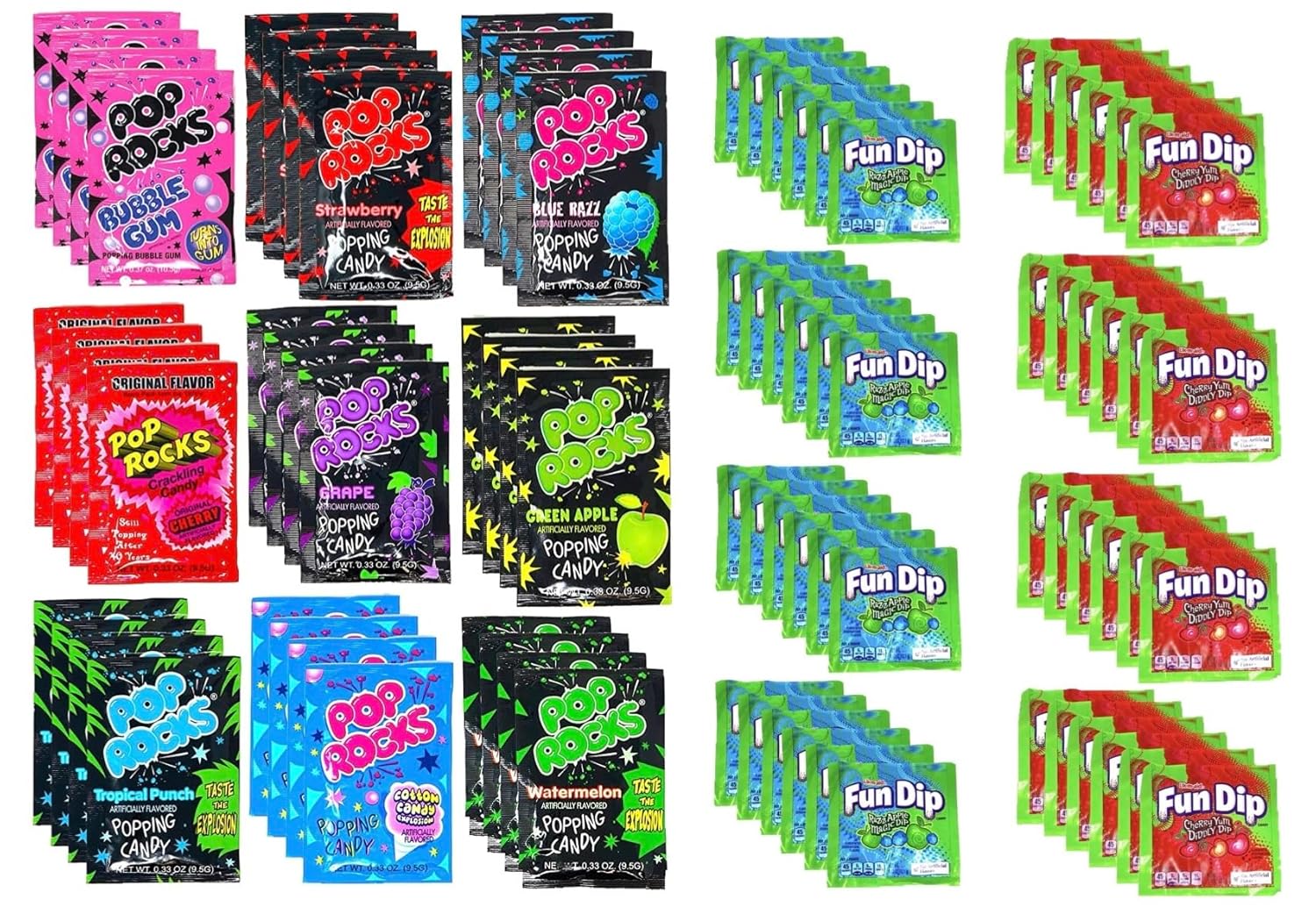 Amazon.com : 36 Pop Rocks Candy 48 Fun Dip Candy Variety Pack - 84 ...