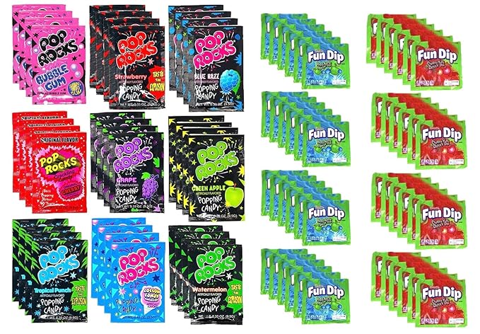 Amazon.com : 36 Pop Rocks Candy 48 Fun Dip Candy Variety Pack - 84 ...