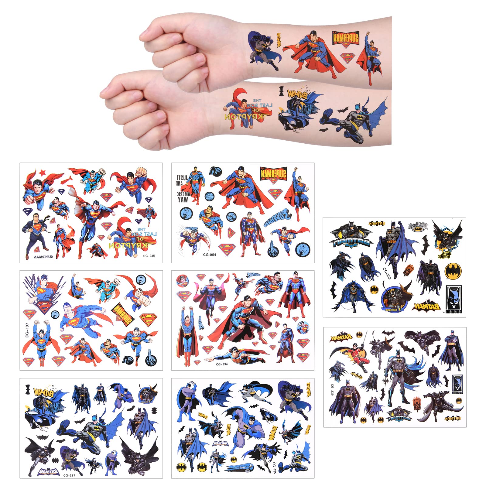 Buy AOMIG Temporary Tattoo for Kids, 8 Sheets Superman Temporary ...