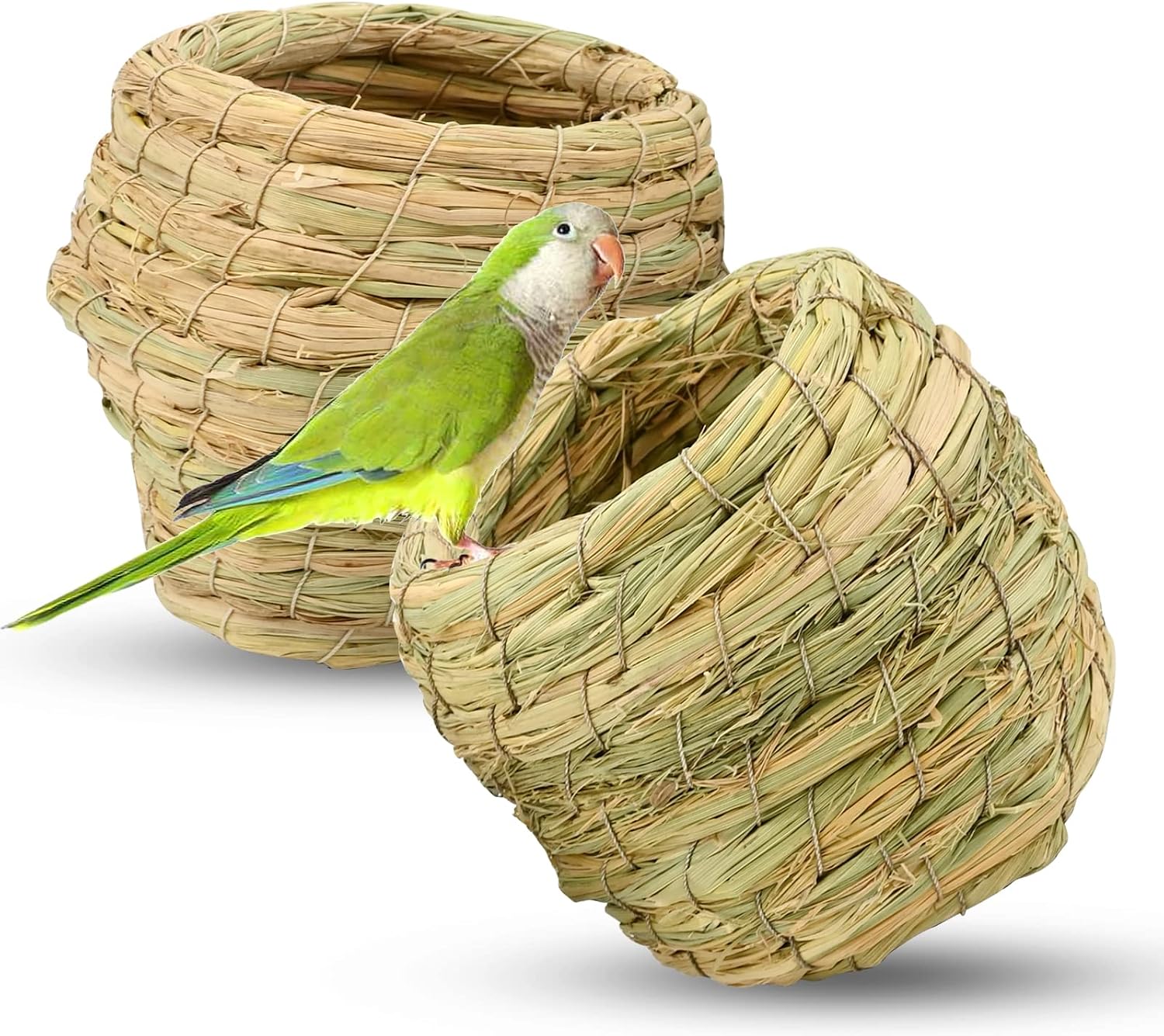2 Pcs Bird Houses, Grass Hanging Bird Nesting Boxes, Natural Handmade ...