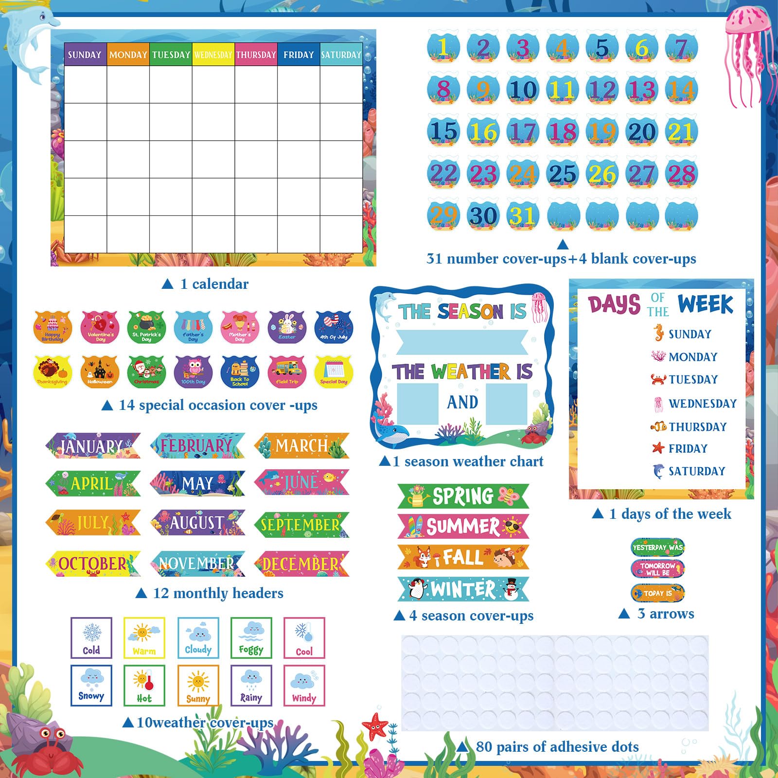 Snapklik.com : Tenare Classroom Calendar Bulletin Board Set, Calendar ...