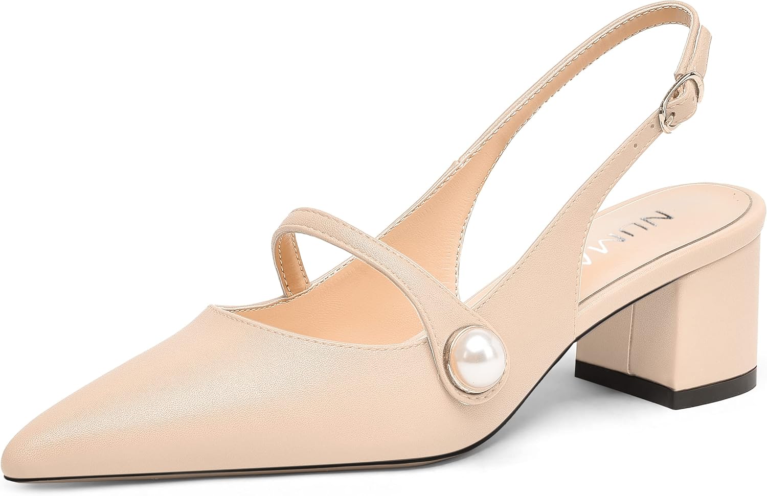 Amazon.com | NUMALEO Women's Buckle Low Heel Dress Pearl Ankle Strap ...