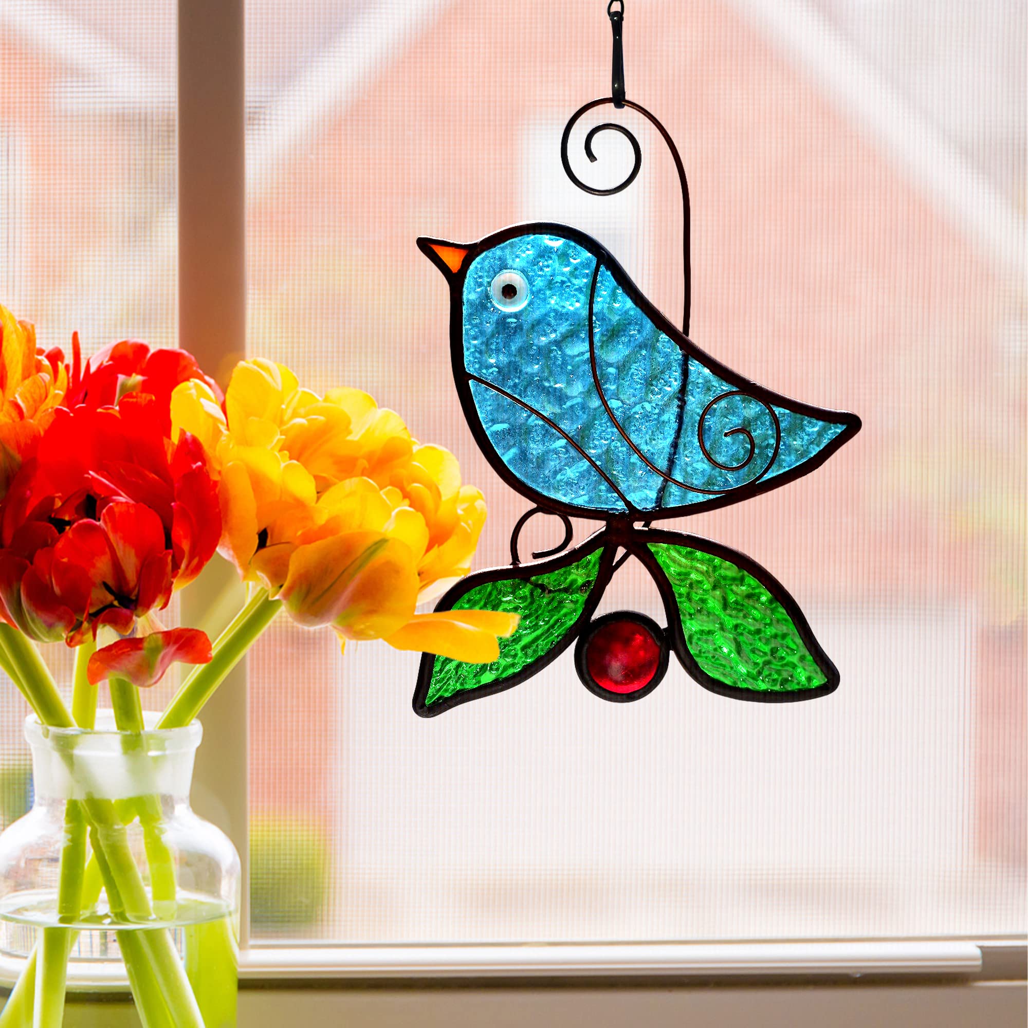 Snapklik.com : Birds Suncatcher Window Hanging Decor,Birds Stained ...