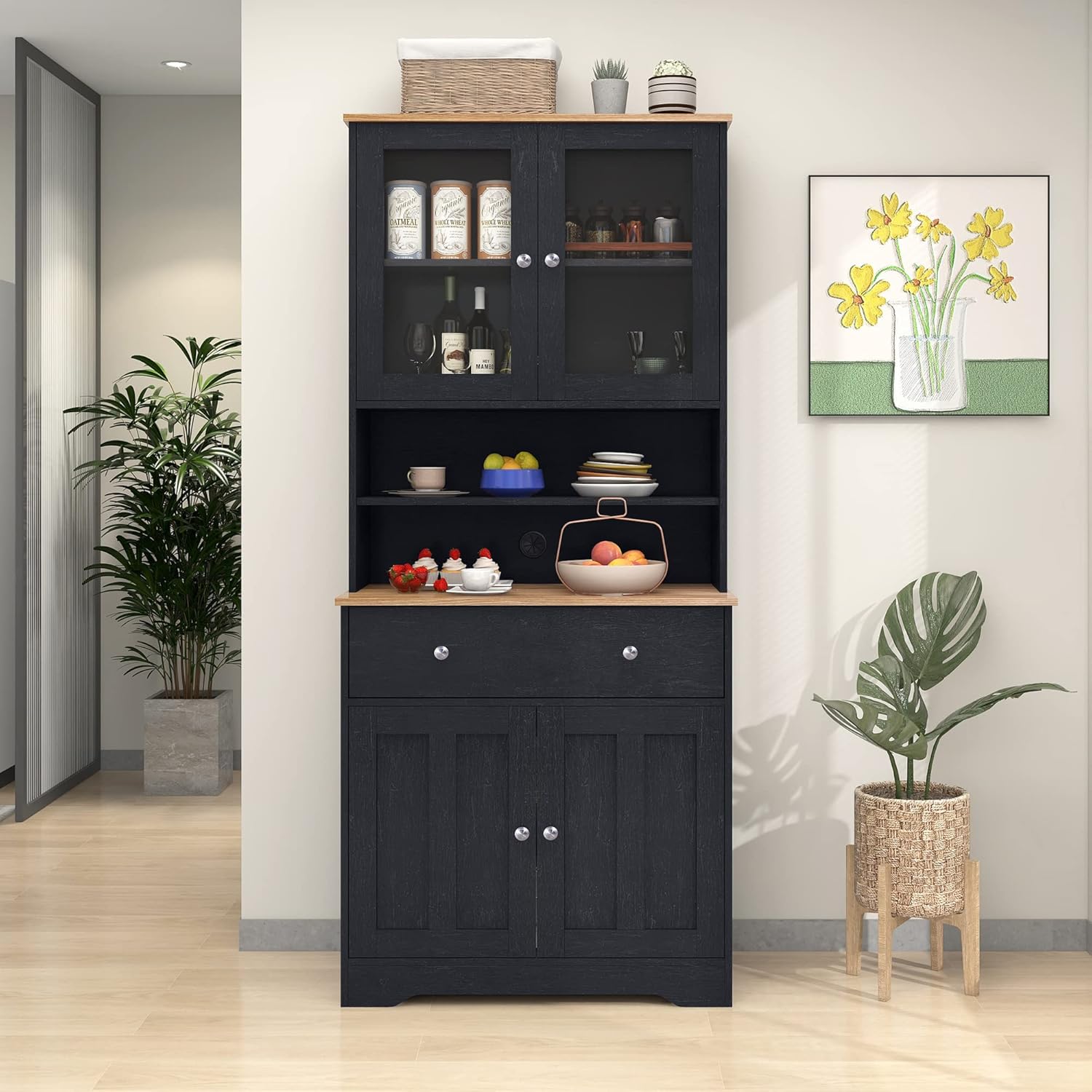 Amazon.com: Merax Multifunctional Pantry MDF Storage Cabinet Doors, A ...