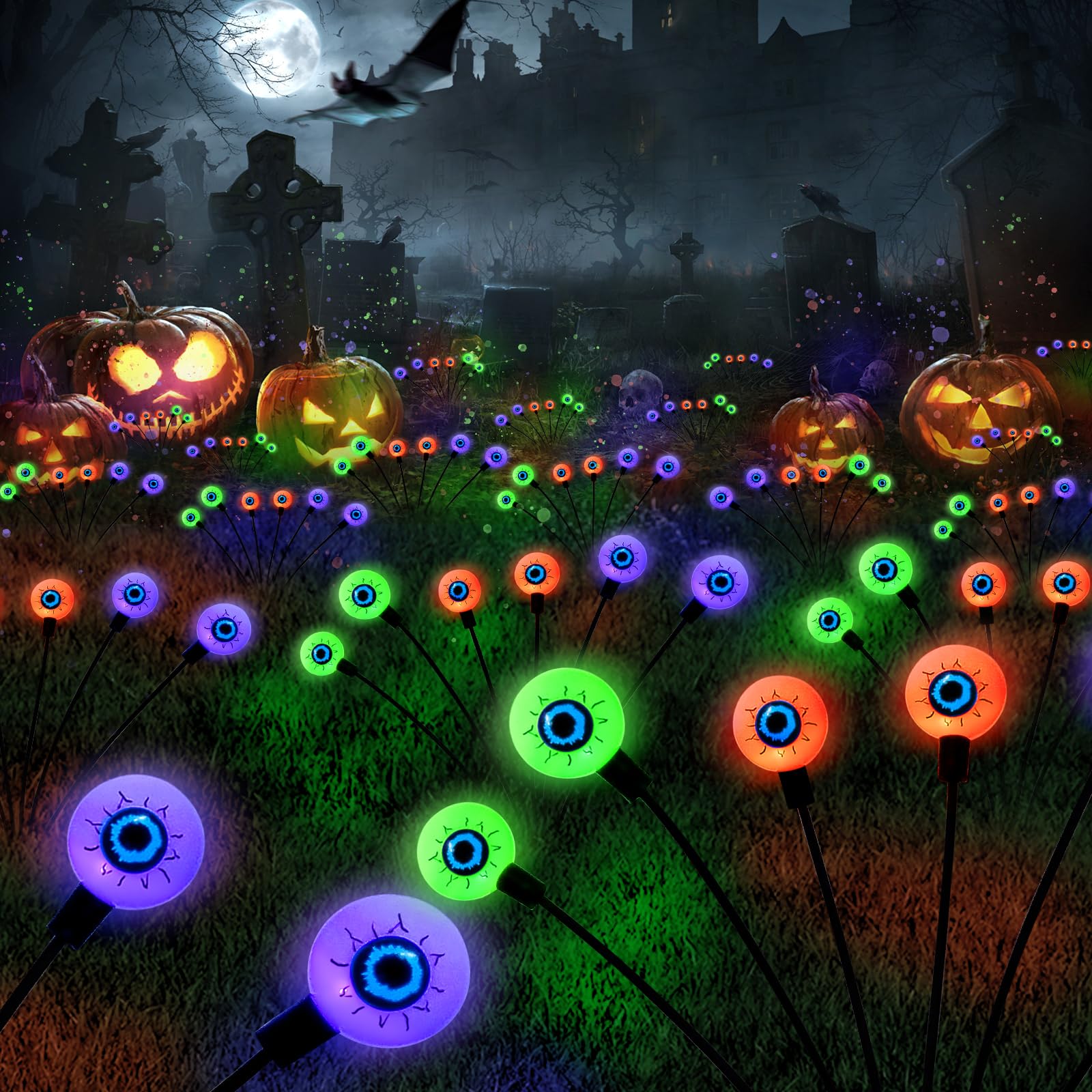 Floating Scary Eyeballs Solar Garden Lights for Halloween Decorations ...