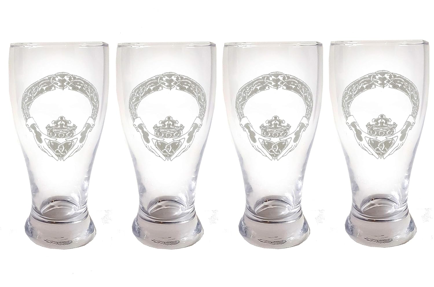 Amazon.com: Claddagh Pint Glass Set of 4- Free Personalized Engraving ...