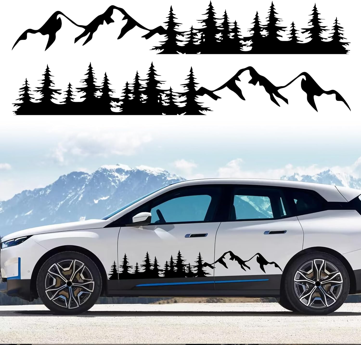 Amazon.com: TOMALL 1 Pair Pine Tree Mountain Forest Vinyl Decals for ...