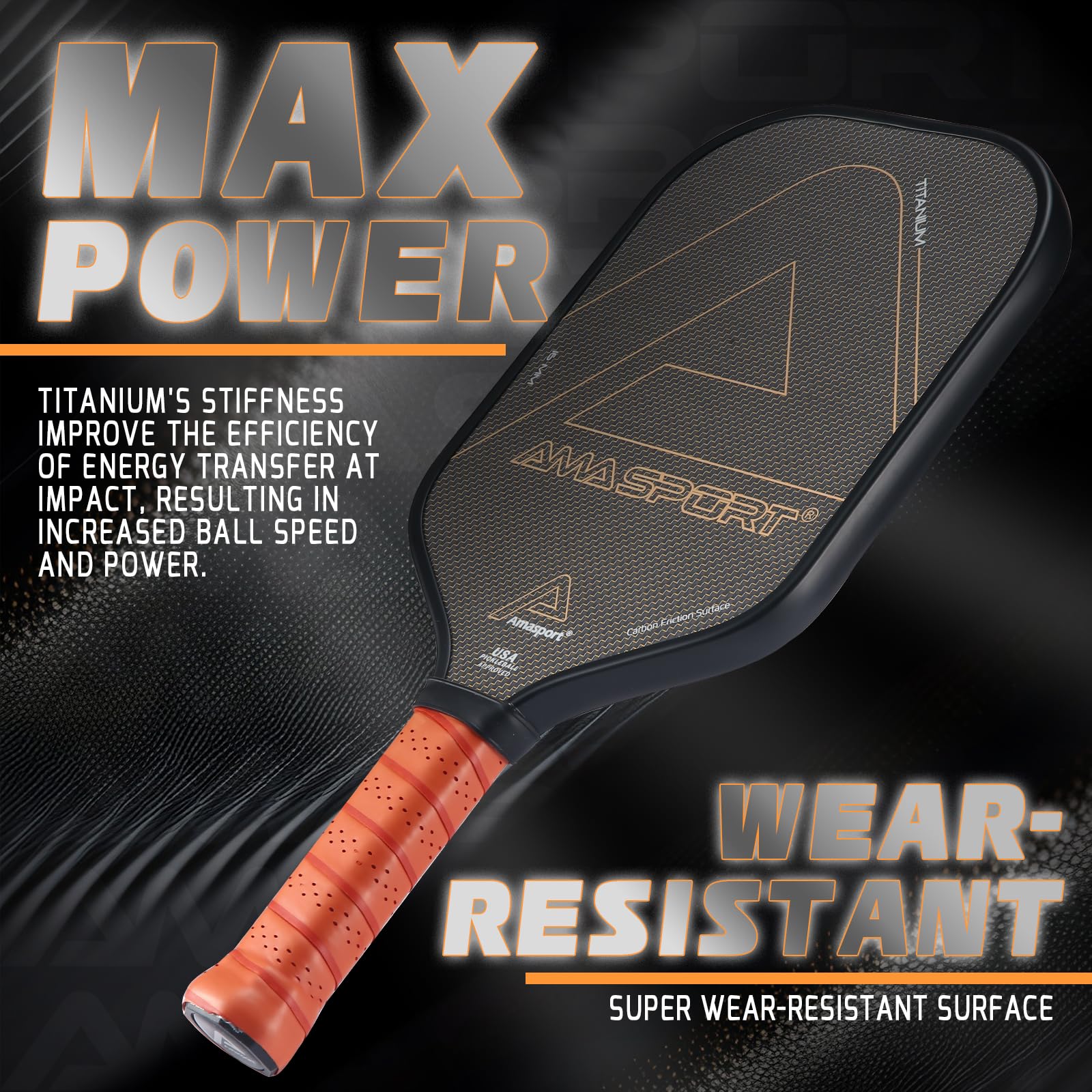 Snapklik.com : AMA Sport Titanium Carbon Pickleball Paddle - 16mm Multi ...