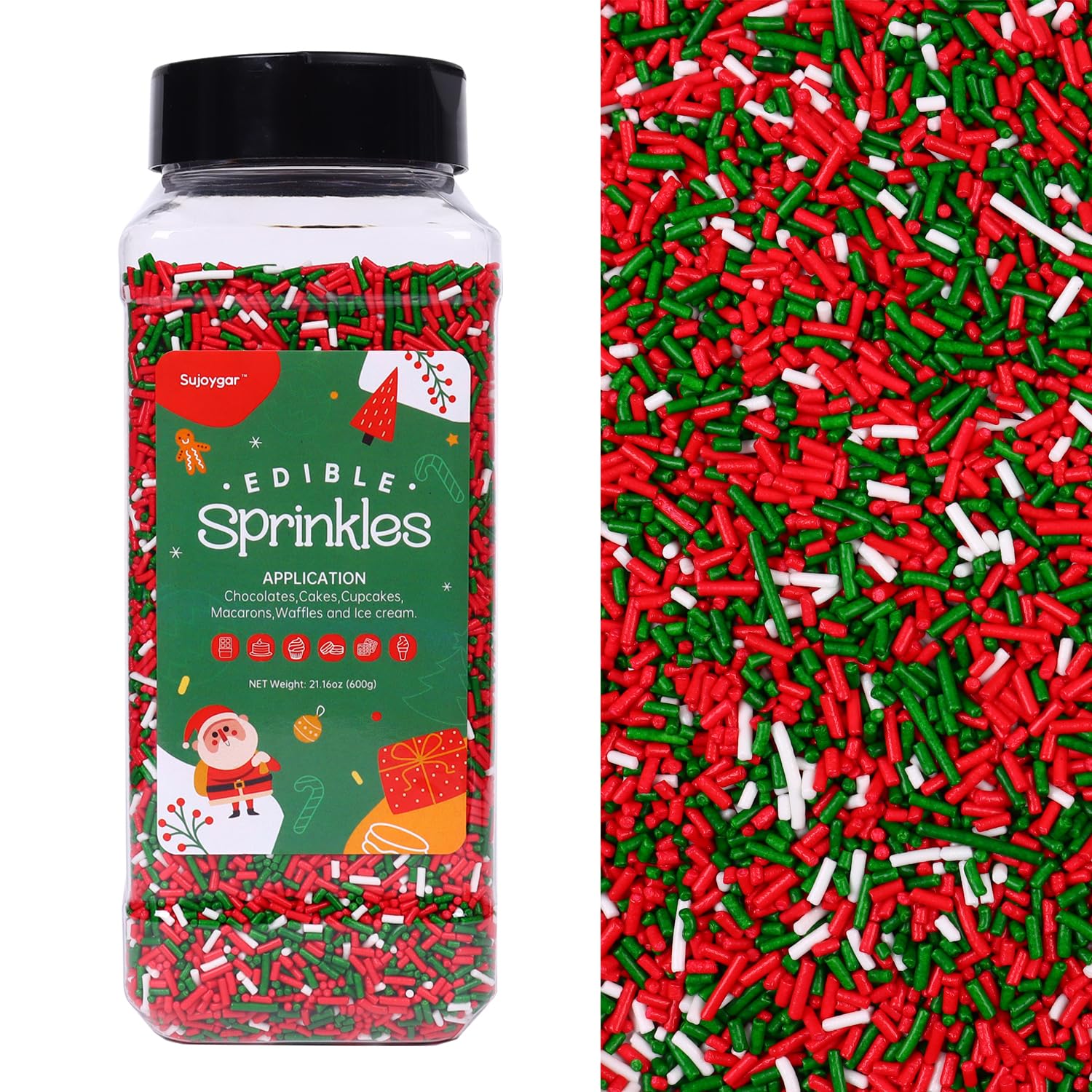 Amazon.com: Christmas Jimmies Sprinkles, Bulk 1.32 LB, Food Grade ...