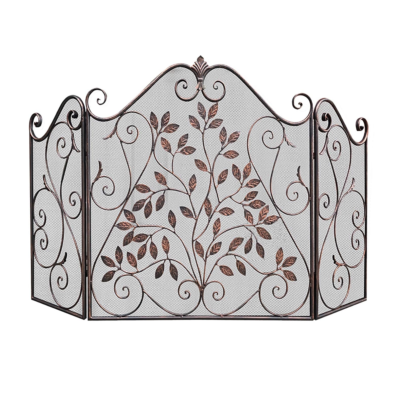 Buy Elegant Leaf Fireplace Screen Red Copper, Porable Foldable Fire ...
