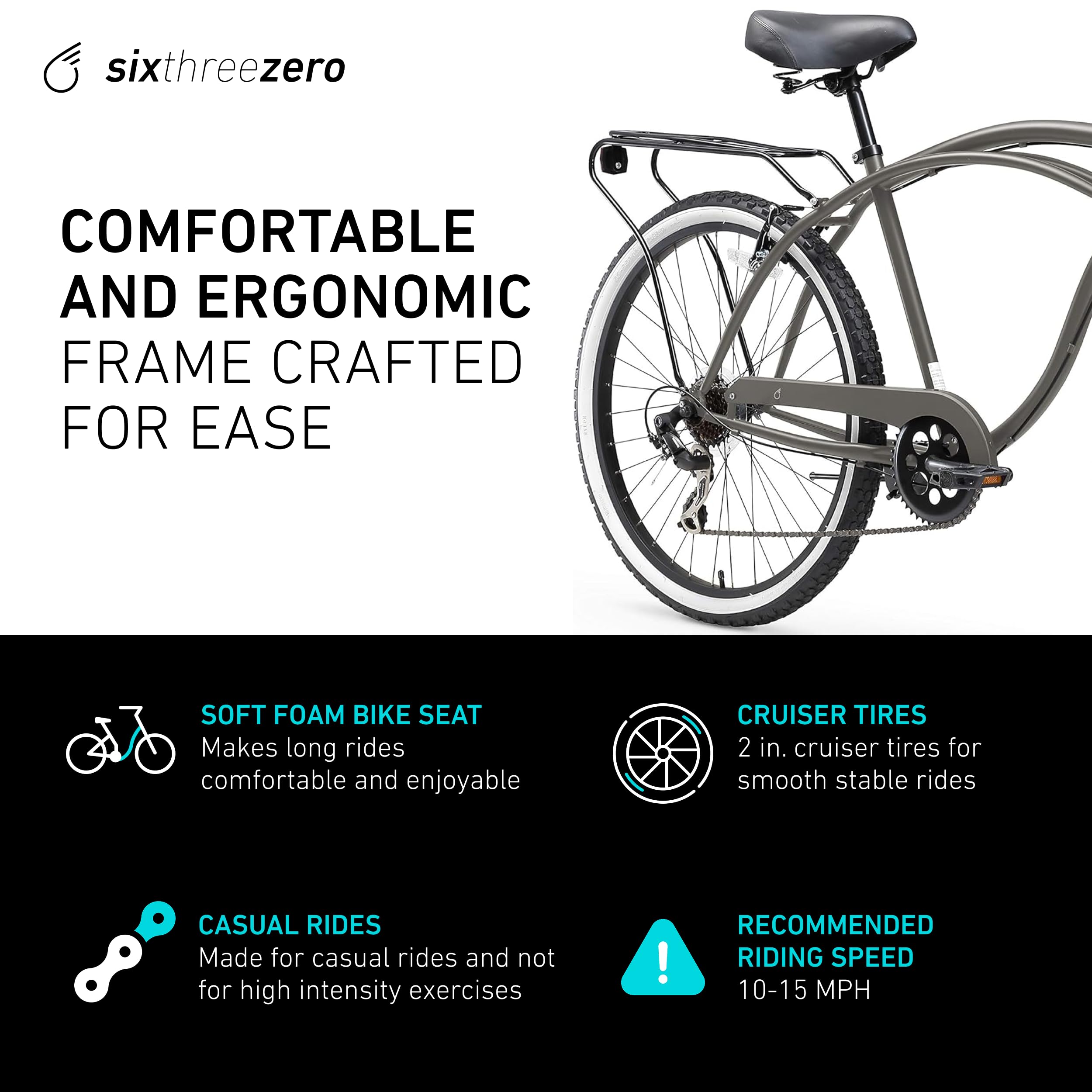 Snapklik.com : Sixthreezero Around The Block Mens Beach Cruiser Bike, 7 ...