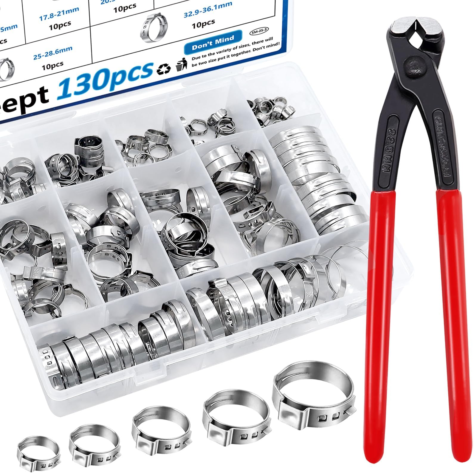 Amazon.com: Oetiker Stepless Size 1-15/16" (50.0 mm) Ear Clamps, 10 ...