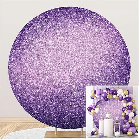 Amazon.com : Leyiyi 7.2x7.2ft Purple Glittering Round Backdrop Deluxe ...