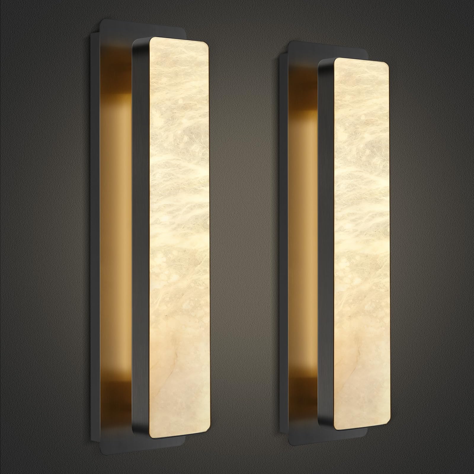 Natural Alabaster Wall Sconces, 36" Large Black Wall Sconce, Modern ...
