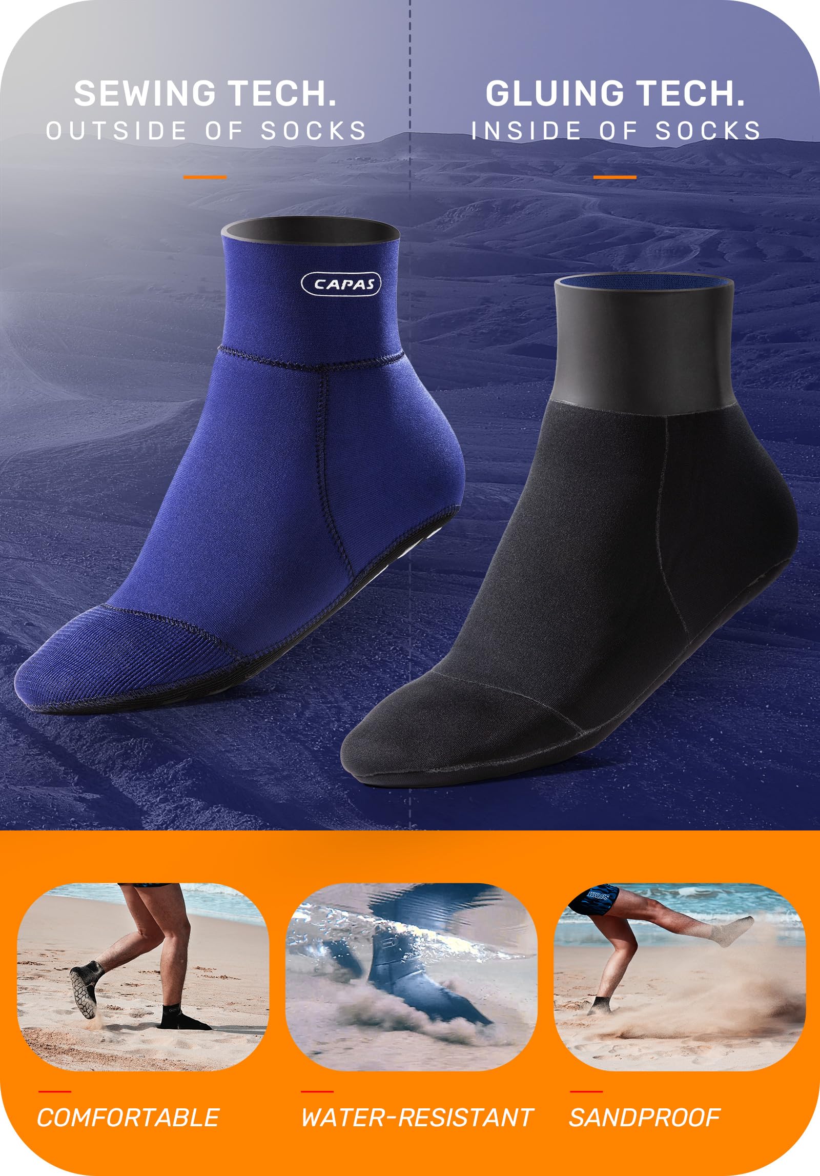 Snapklik.com : 2mm Neoprene Sand Socks, Beach Volleyball Sand Proof ...