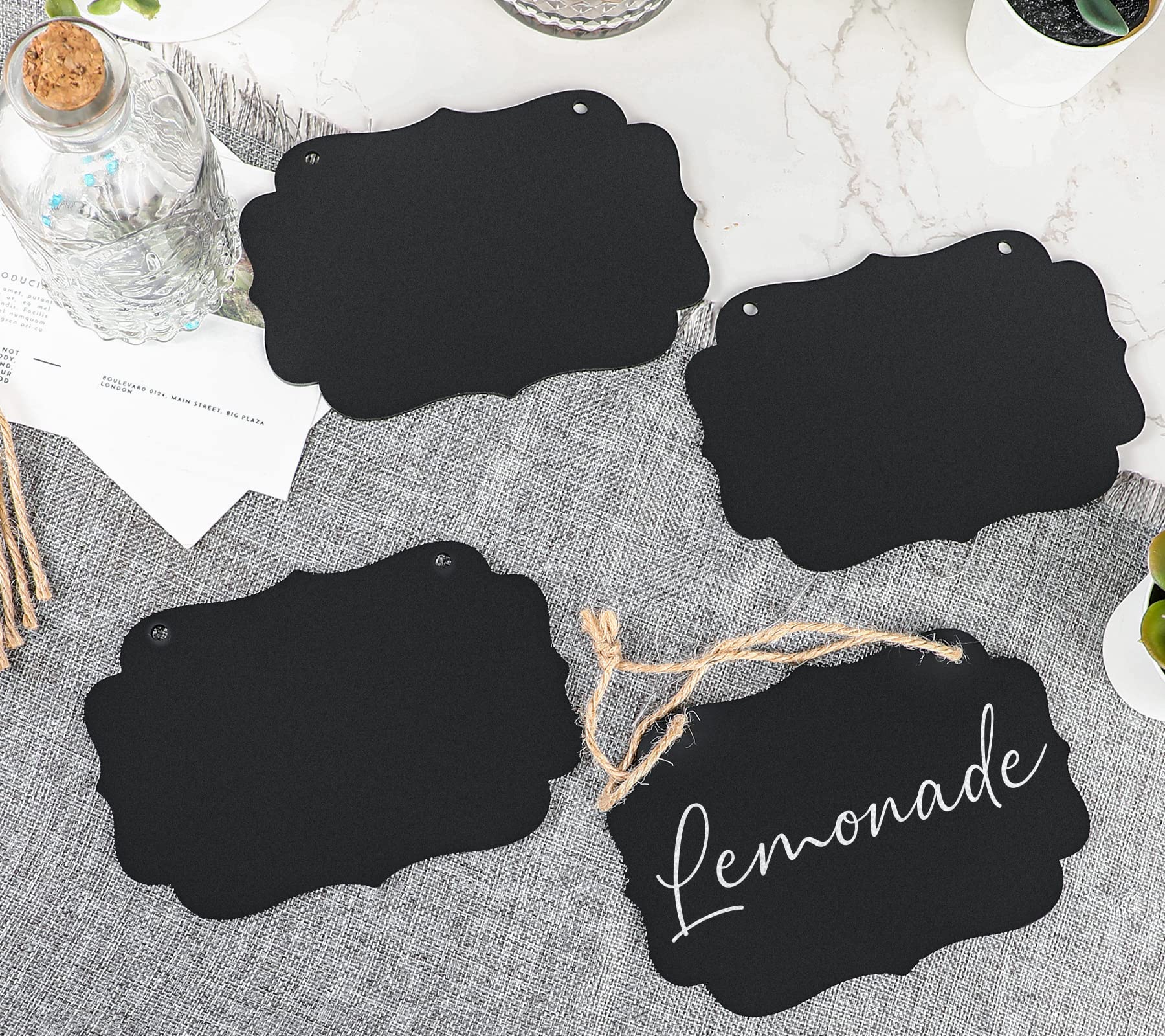 Fodattm 12PCS Black Double Sided Hanging Chalkboard Label For Message ...