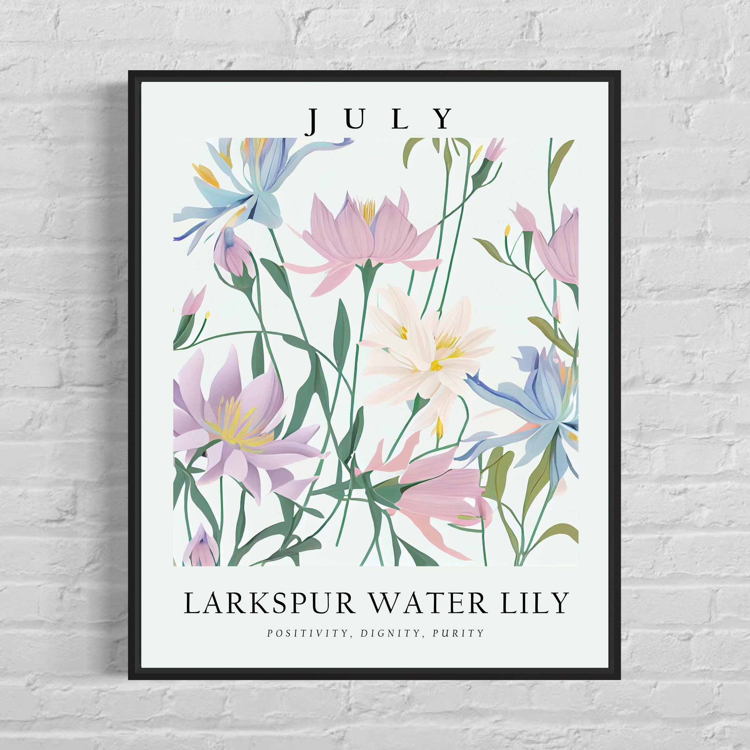 Amazon.com: July Flower Month Art Print, Birth Month Poster Wall art ...
