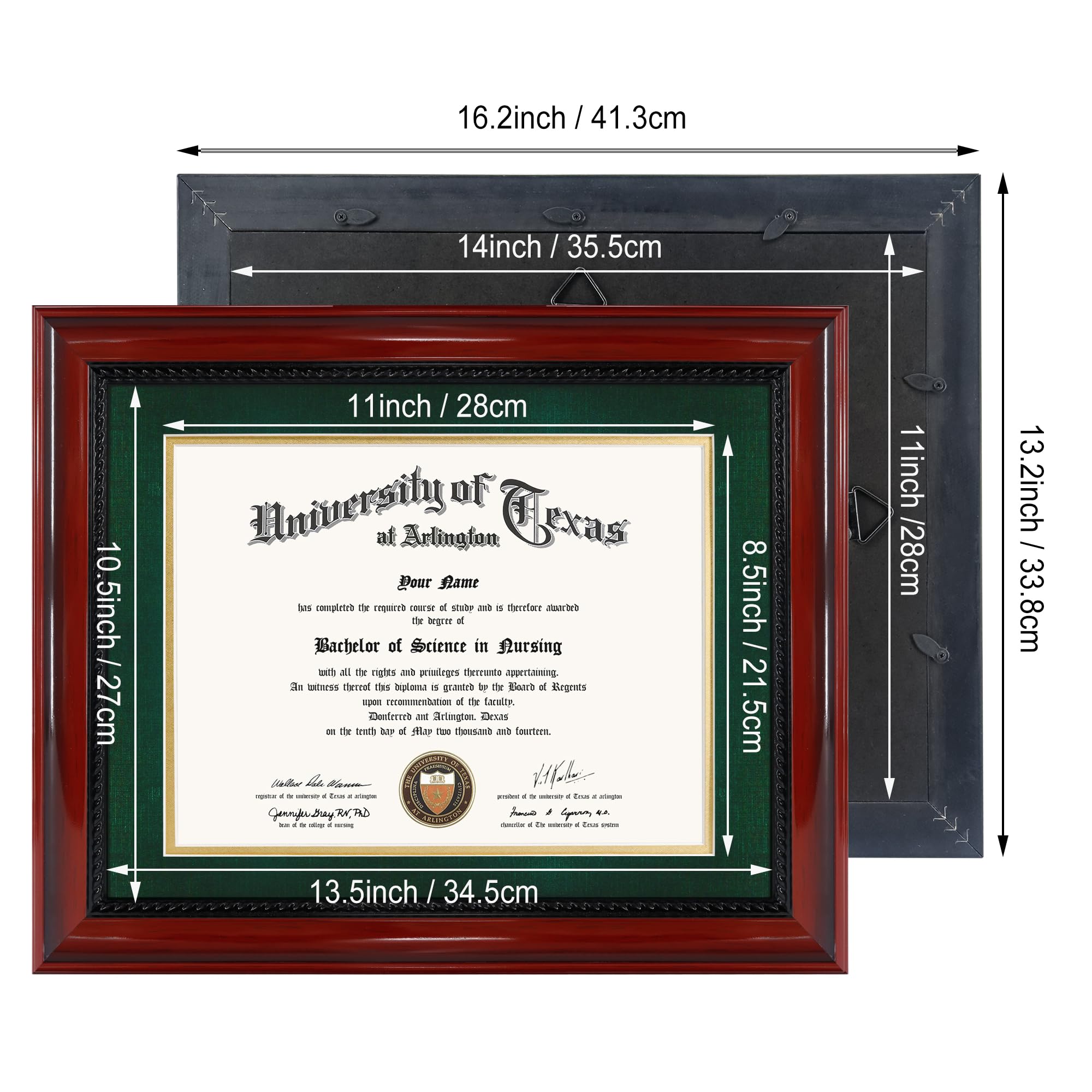 GMFrames 8.5x11 Diploma Degree Frame with Green Mat or Display 11x14 ...