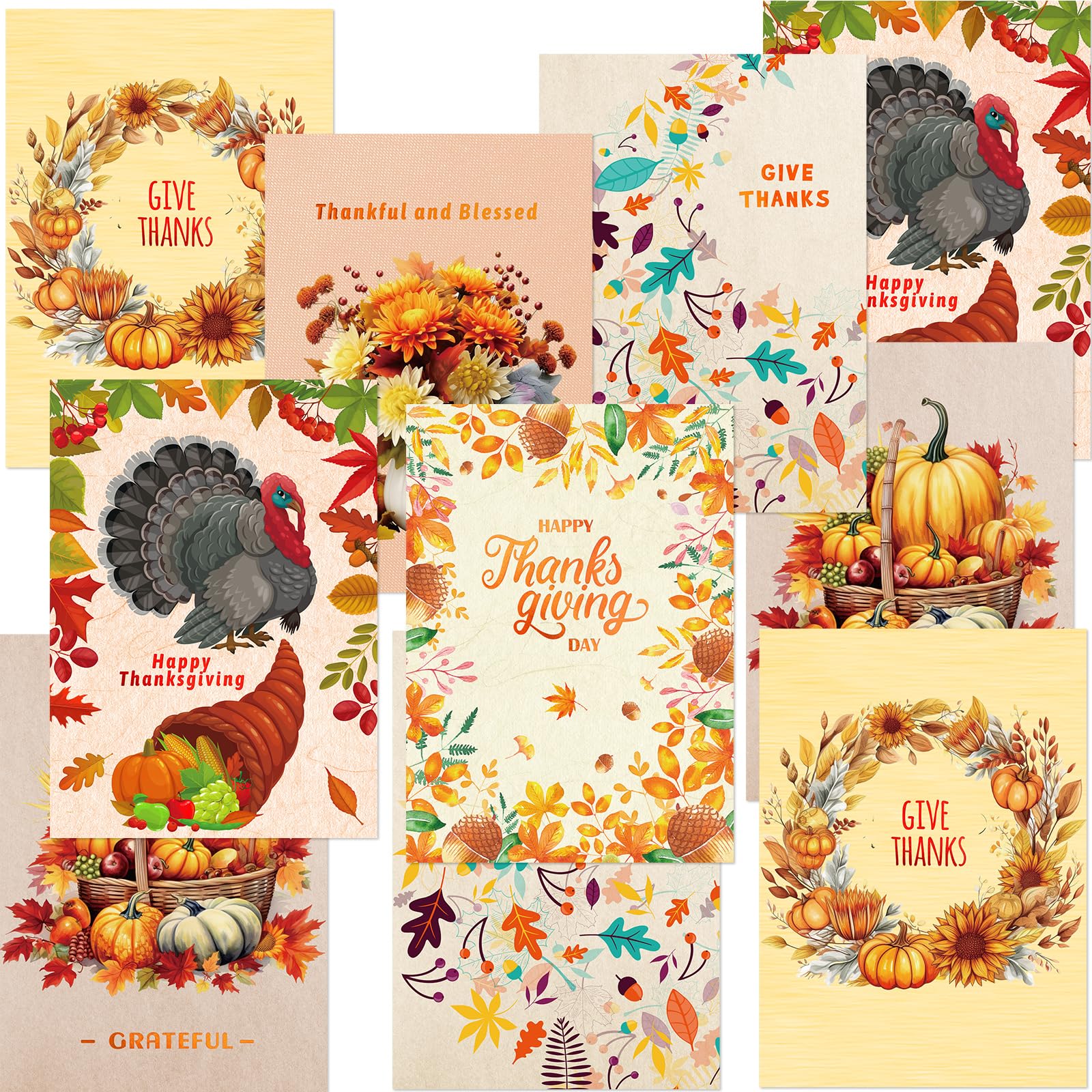 Amazon.com : Thanksgiving Cards Assortment with Envelopes Fall Thank ...
