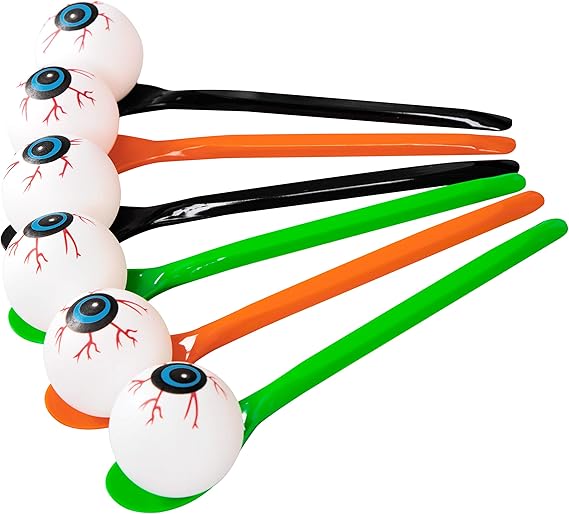 Amazon.com: 24 Packs Halloween Game Eyeball Spoon Relay Race Toy Set ...