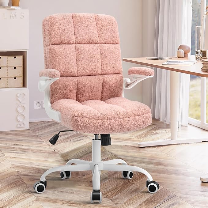 Amazon.com: SEATZONE Pink Office Chair Ergonomic Pink Desk Chair with ...
