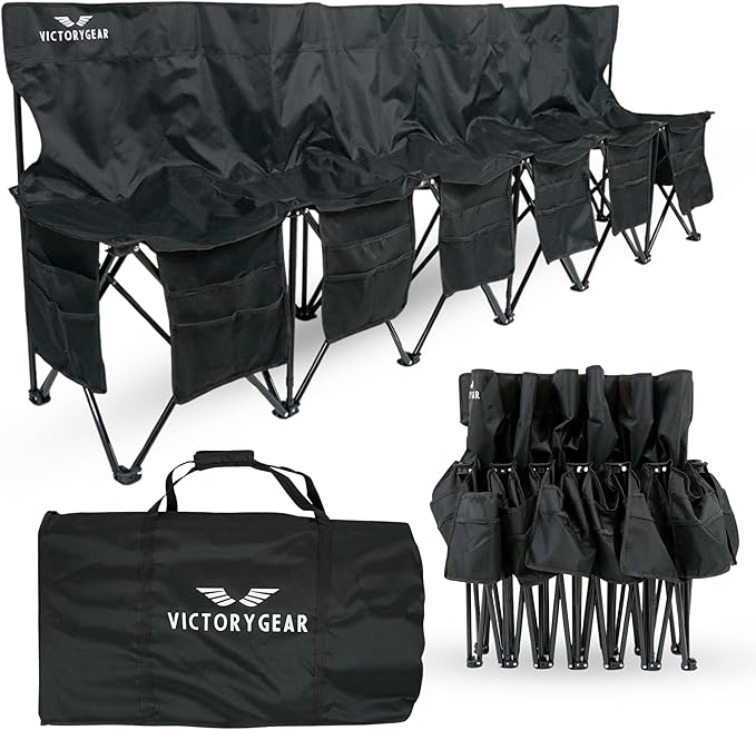 Amazon.com: VictoryGear Portable Soccer Bench – 6 Seat Folding Team ...