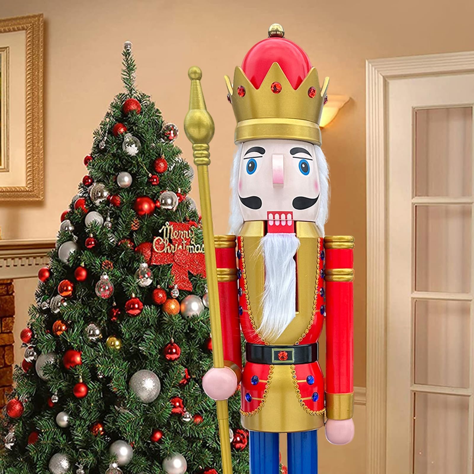 Amazon.com: CDL 6 feet tall life size large christmas wooden nutcracker ...