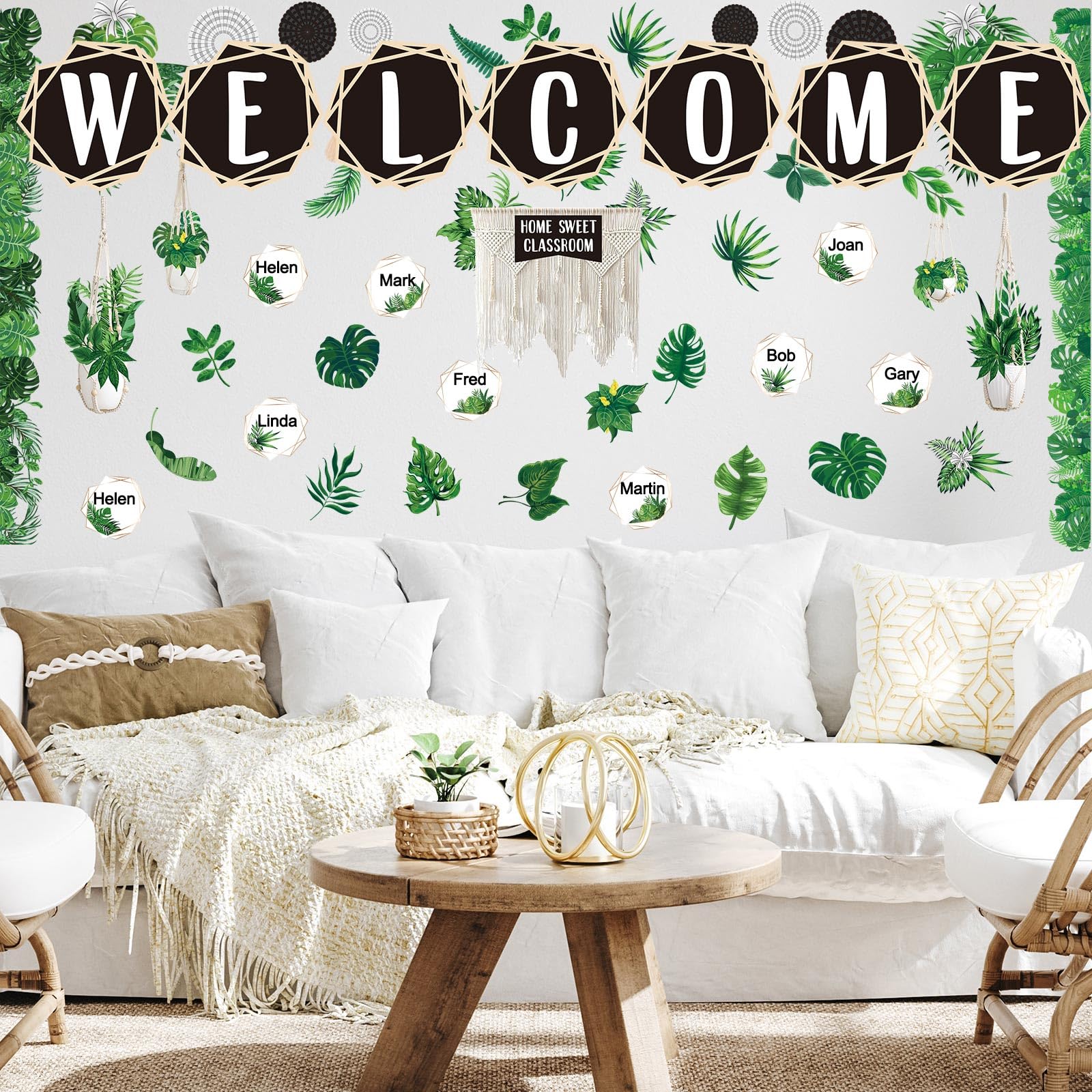 Simply Modern 60 Pcs Simply Boho Hexagons Cutouts For Plant Themed ...