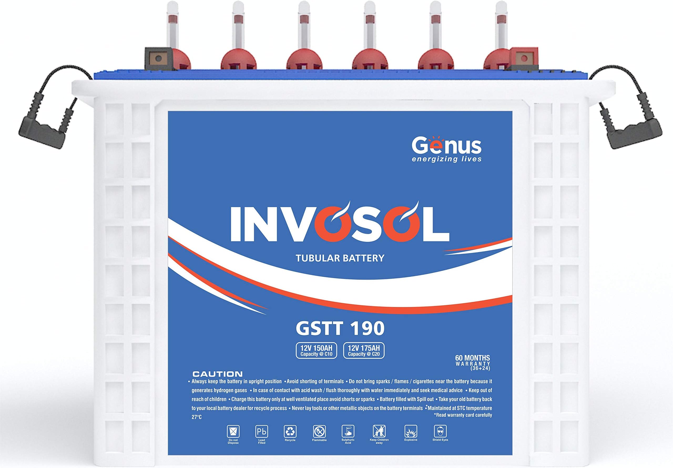 Genus Hallabol GTT200 Tall Tubular 165 Ah Inverter Battery with 72 ...