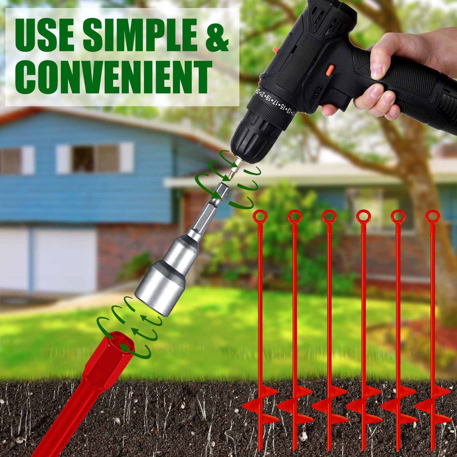 Snapklik.com : Chumia 6 Pcs 18 Inch Ground Anchor Spiral Blade Heavy ...