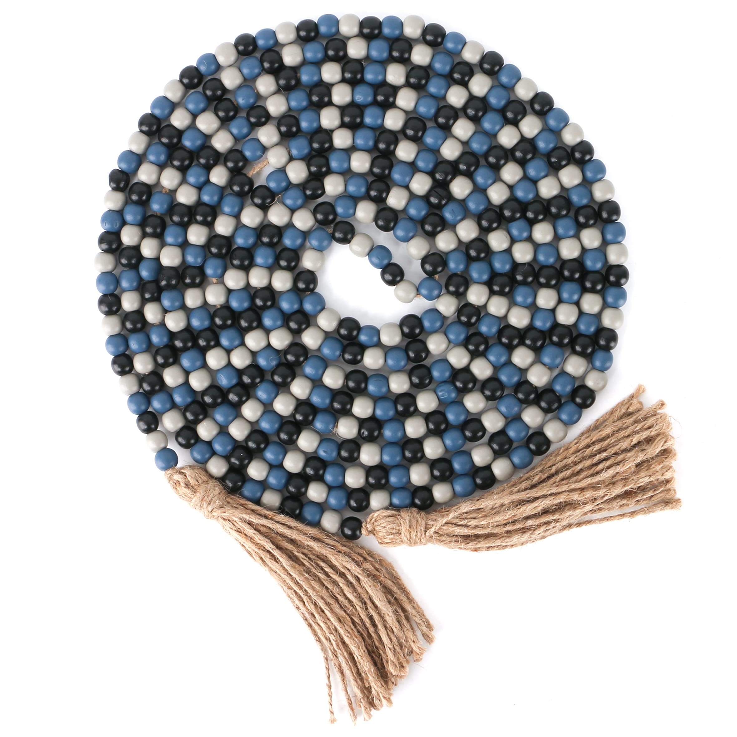 Amazon.com: CVHOMEDECO. 16 Feet Wood Beads Garland with Tassels ...