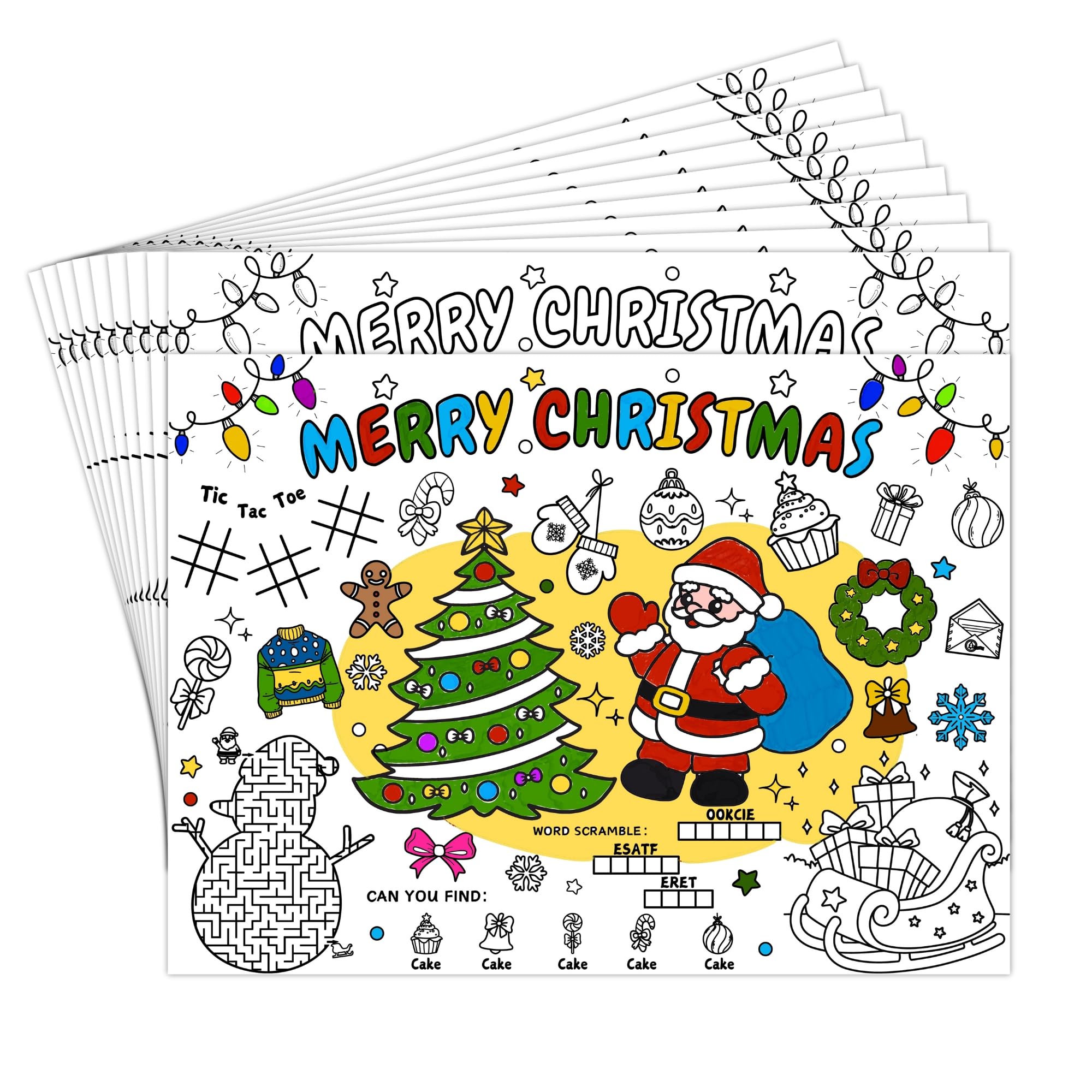 Amazon.com: 45pcs Christmas Disposable Coloring Placemats Xmas Crafts ...