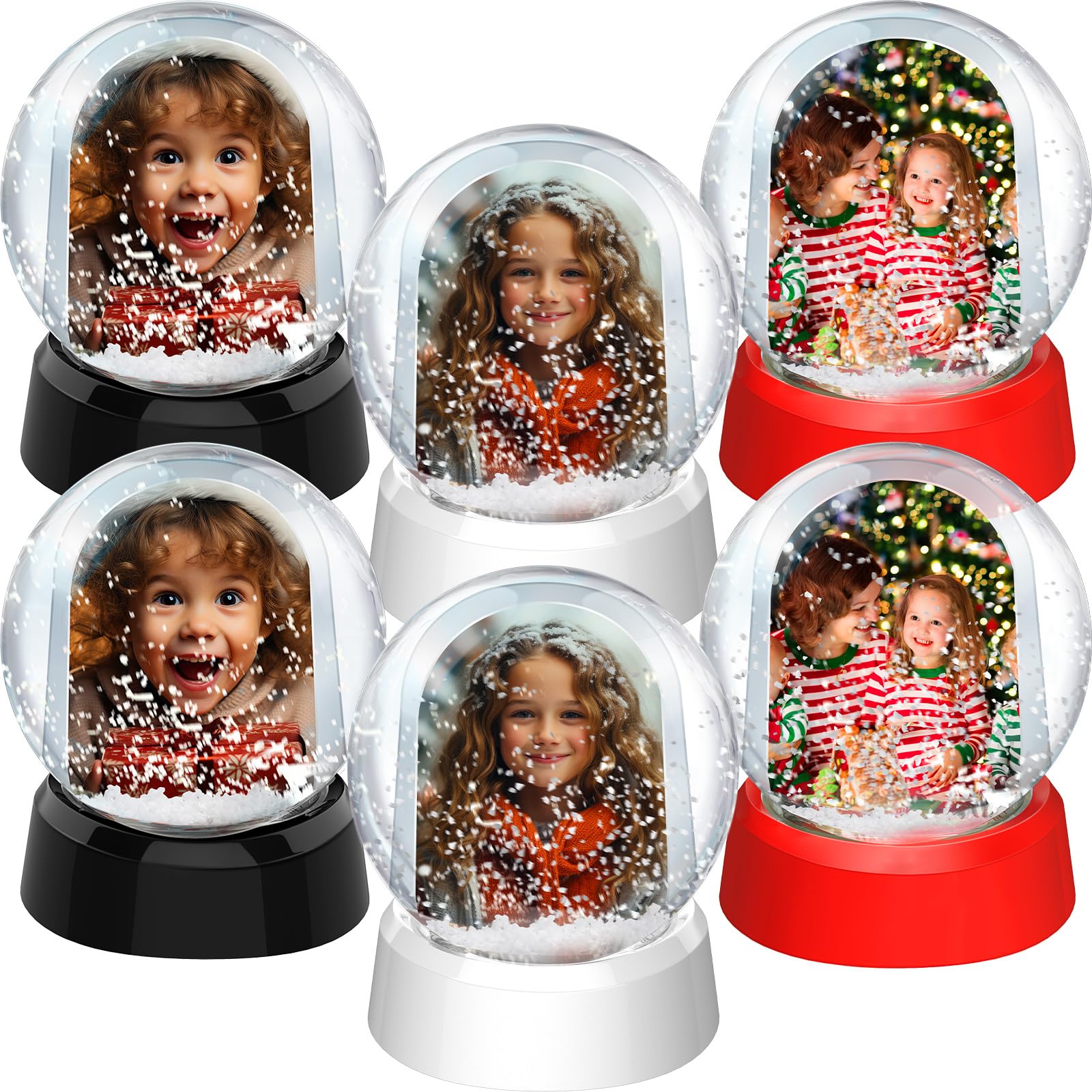 Amazon.com: 6 Pcs Christmas Photo Snow Globe, Tabletop Display Snow ...