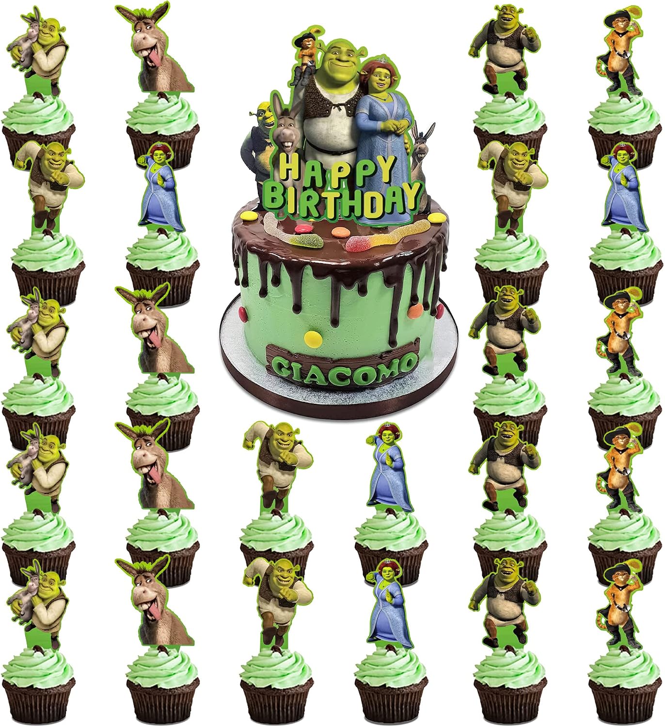 Amazon.com: LXMISS 25 Pcs Sherk Theme Party Supplies, Sherk Birthday ...