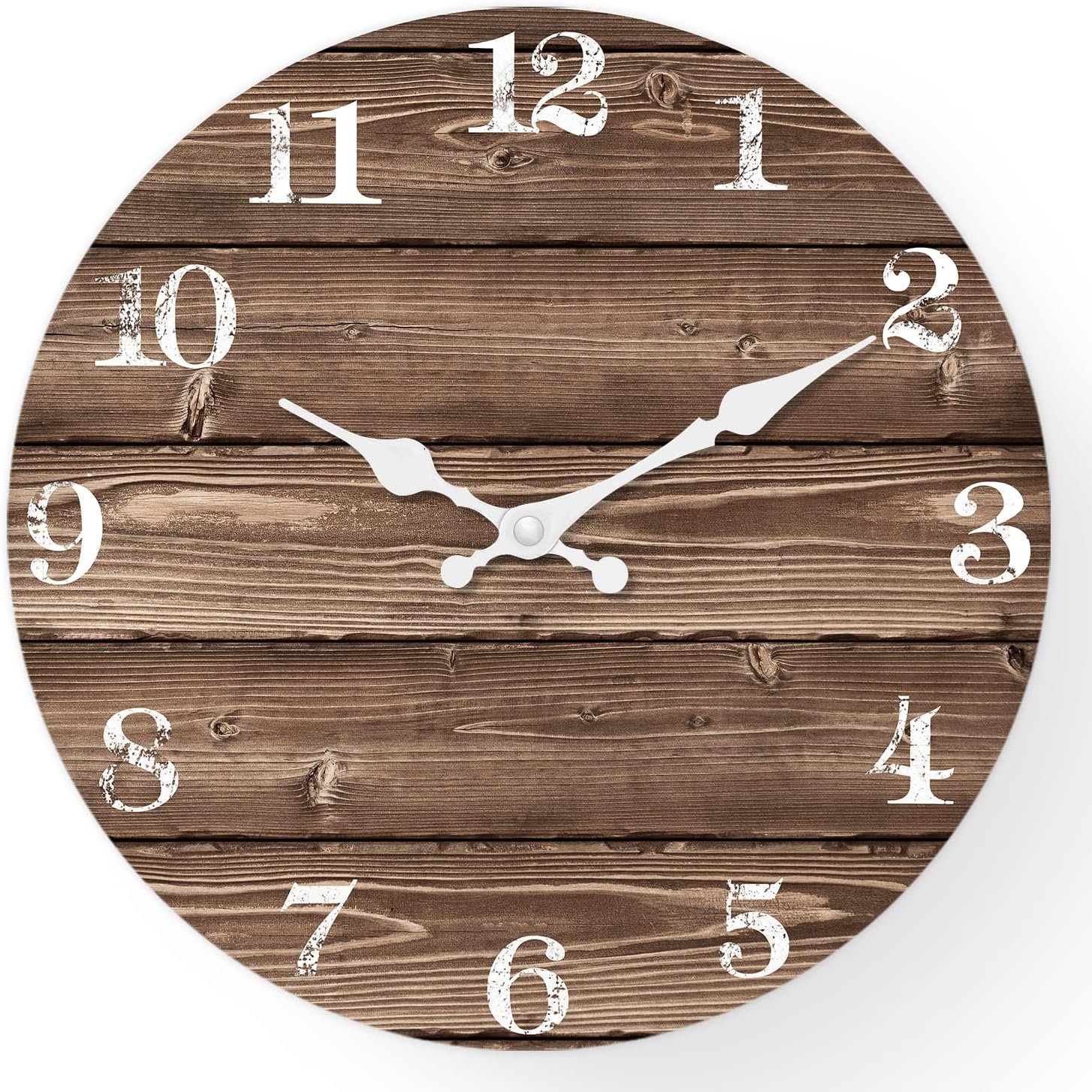 Amazon.com: XFM Analog Brown Farmhouse Wall Clock Battery Operated 10 ...