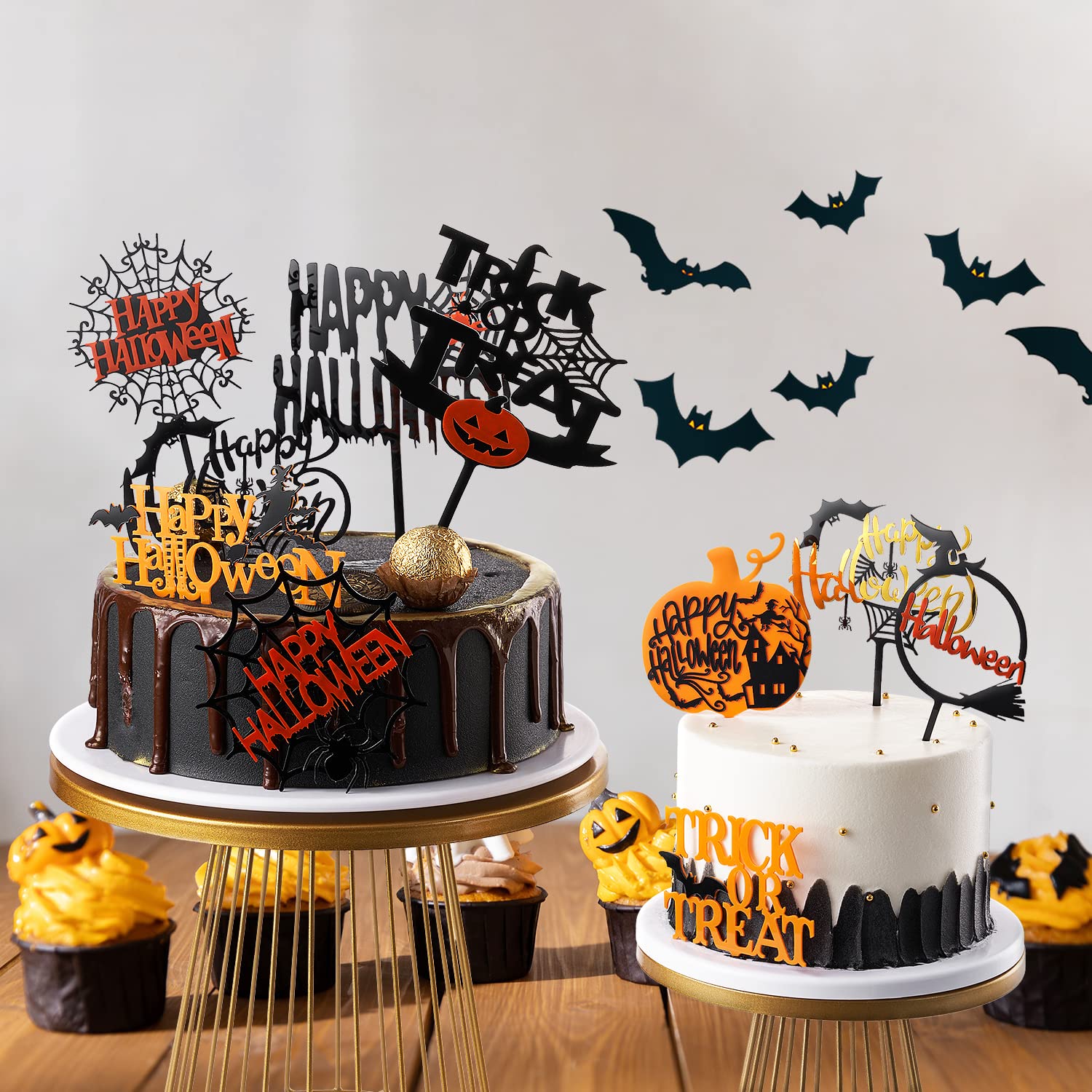 Buy Set of 10 Halloween Cake Topper Acrylic Cake Topper Cupcake topper ...