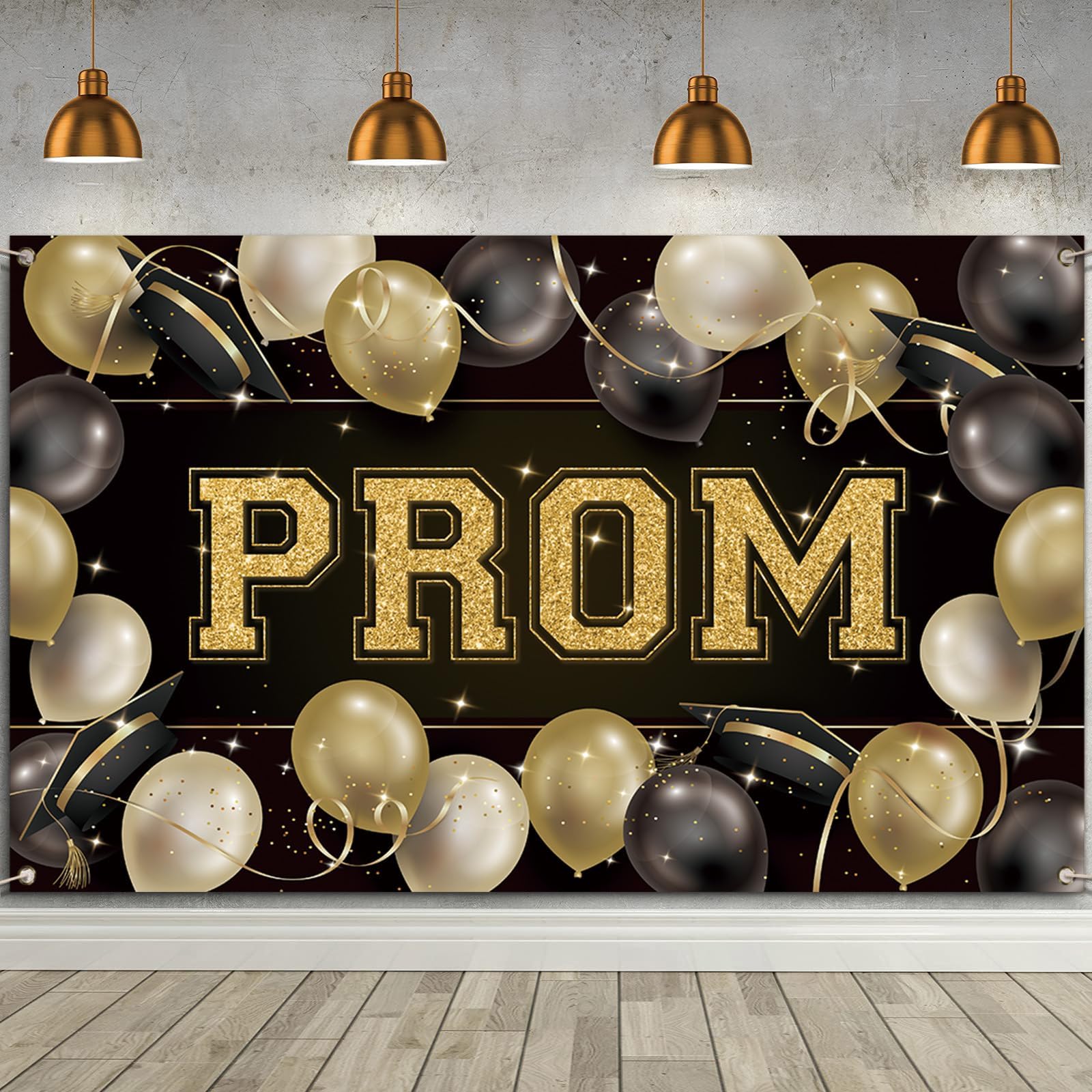 Amazon.com : Black and Gold Prom Backdrop for Photography Prom 2024 ...