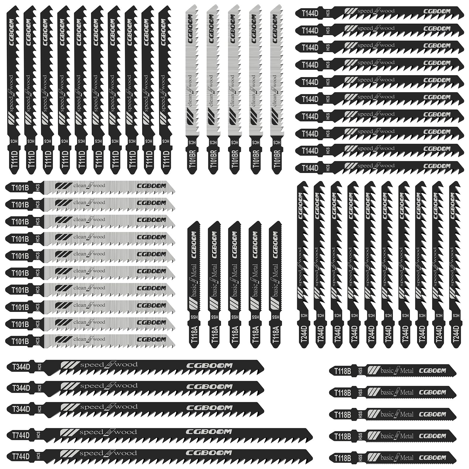 Jigsaw Blade Set, CGBOOM 60 PCS Jigsaw Accessories, T-Shank Jigsaw ...