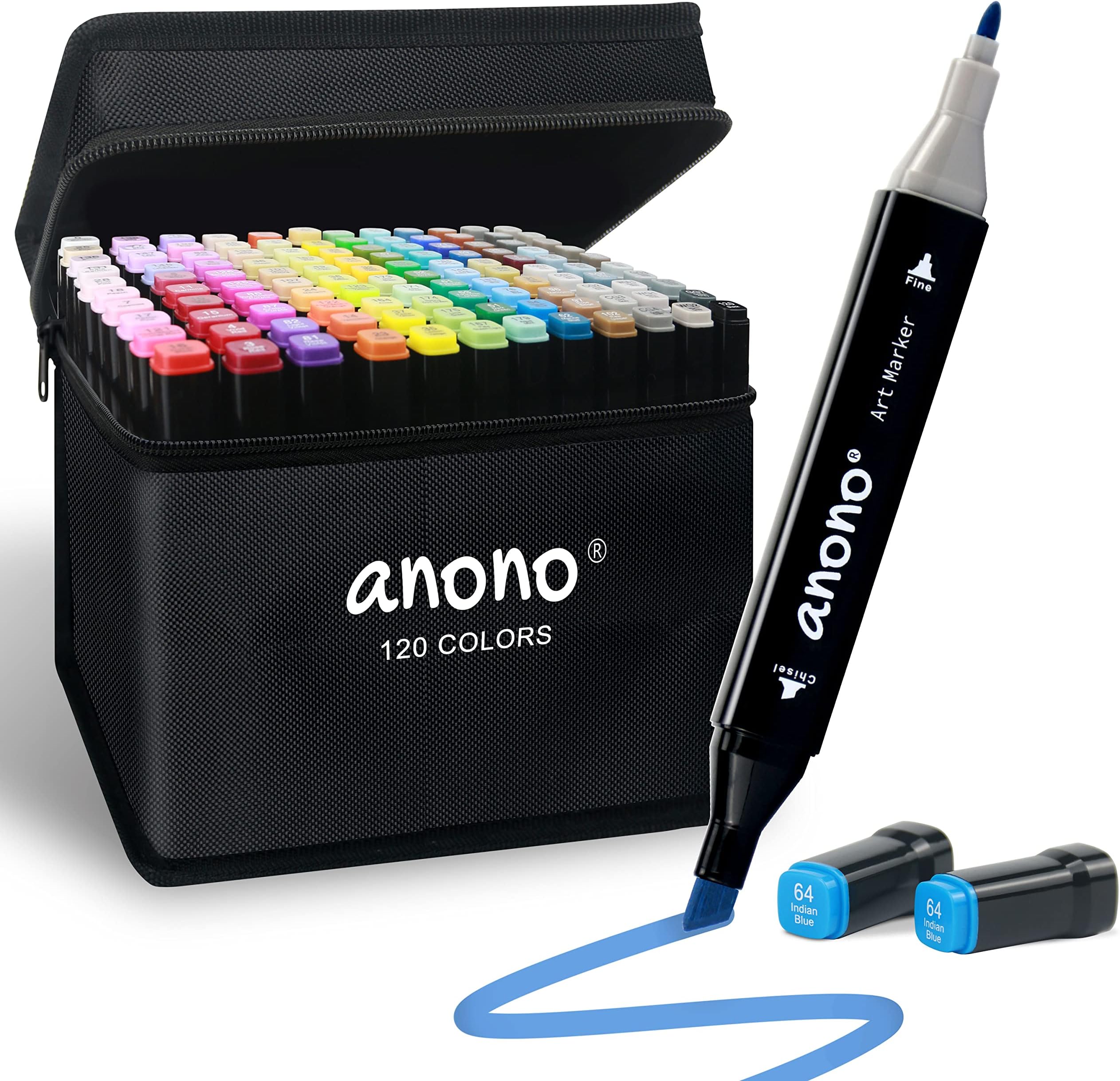 Amazon.com: anono 120 Colors Alcohol Markers Set, Dual Tips Art Markers ...